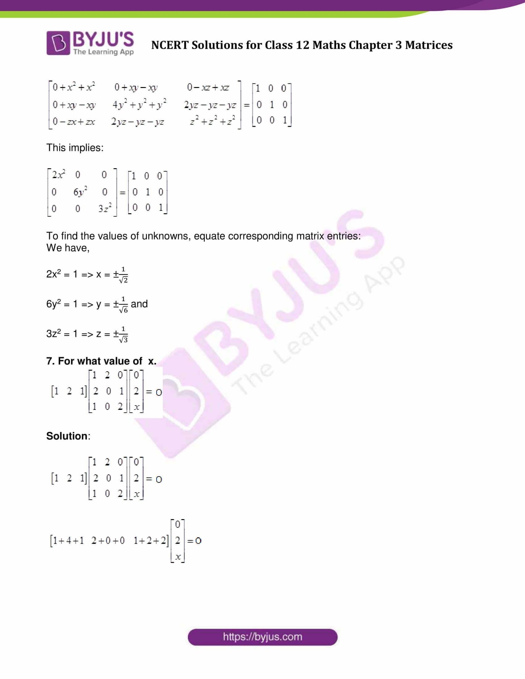 NCERT Solutions for Class 12 Maths Chapter 3 Matrices Miscellaneous ...