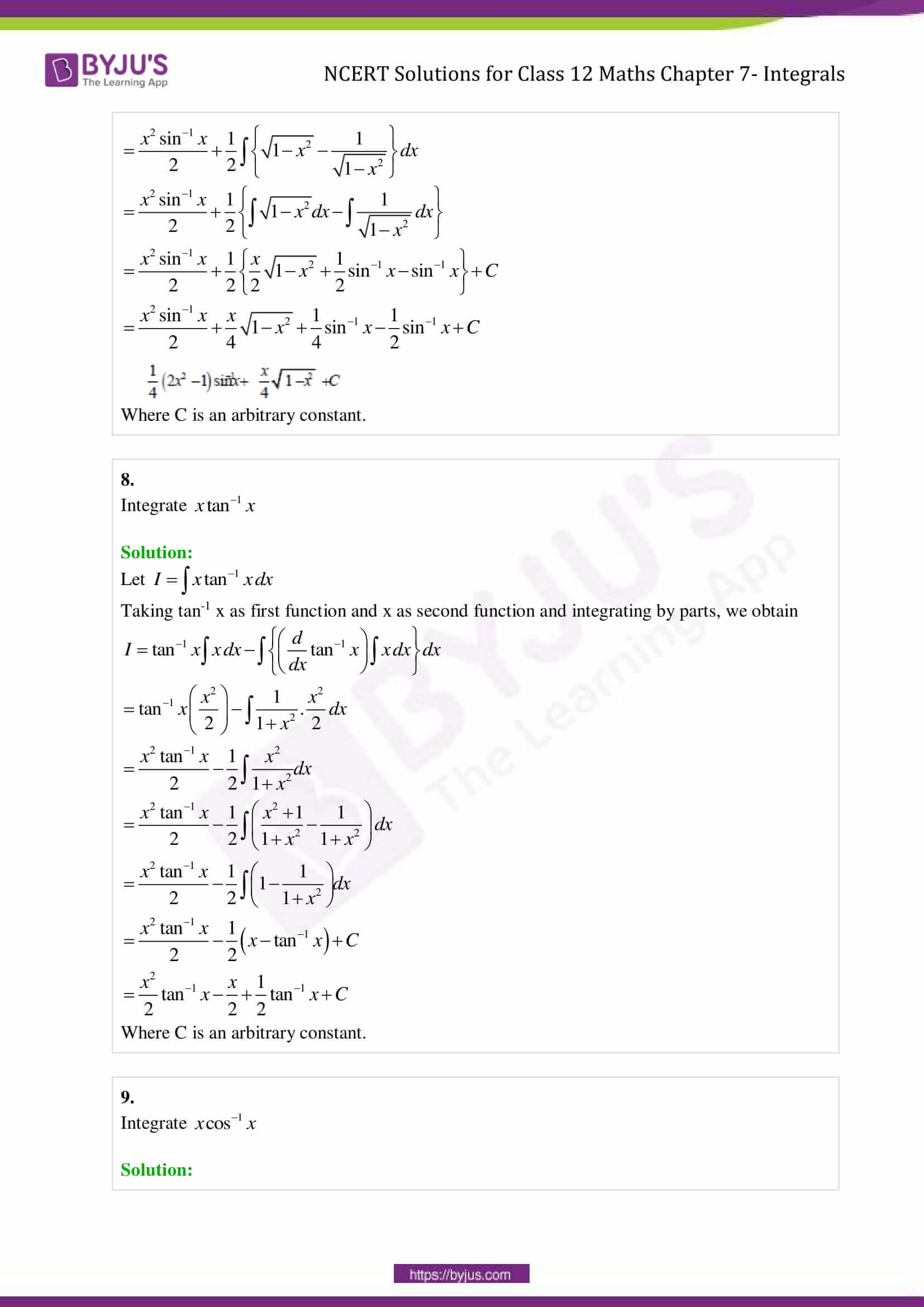 NCERT Solutions for Class 12 Maths Exercise 7.6 Chapter 7- integrals