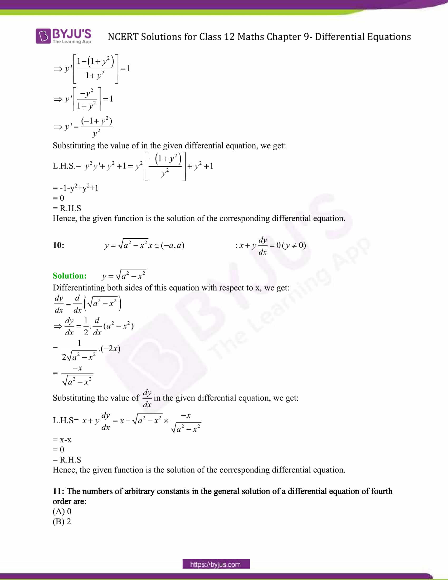 NCERT Solutions for Class 12 Maths Chapter 9 Differential Equations Ex 9.2 - Click Here To Download