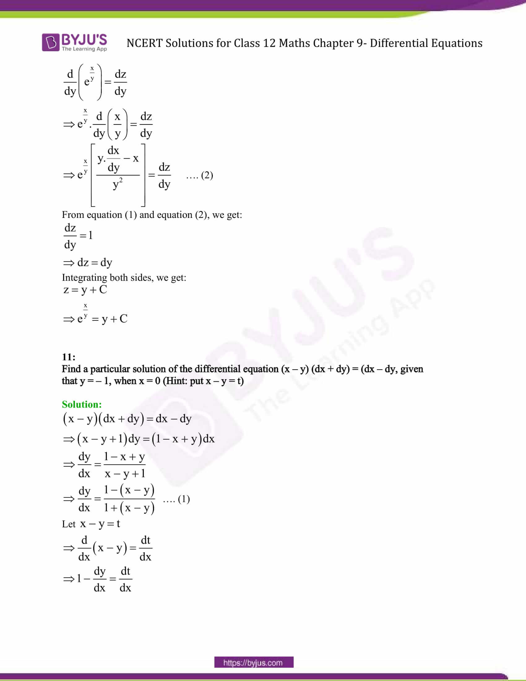 NCERT Solutions for Class 12 Maths Chapter 9 Differential Equations ...