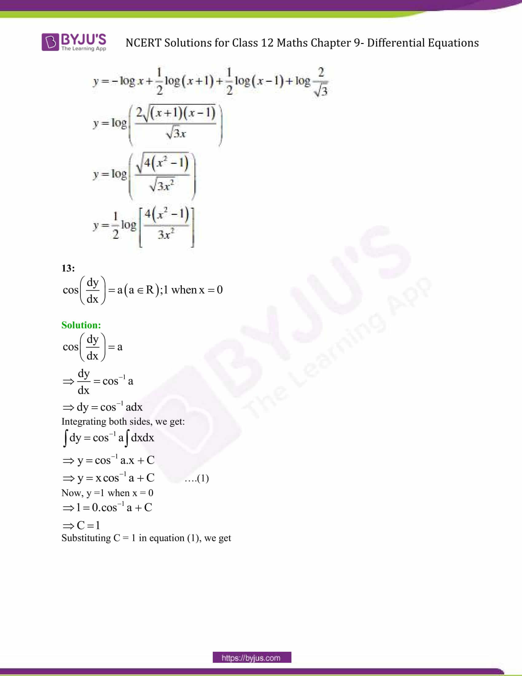 NCERT Solutions Class 12 Maths Chapter 9 Differential Equations ...