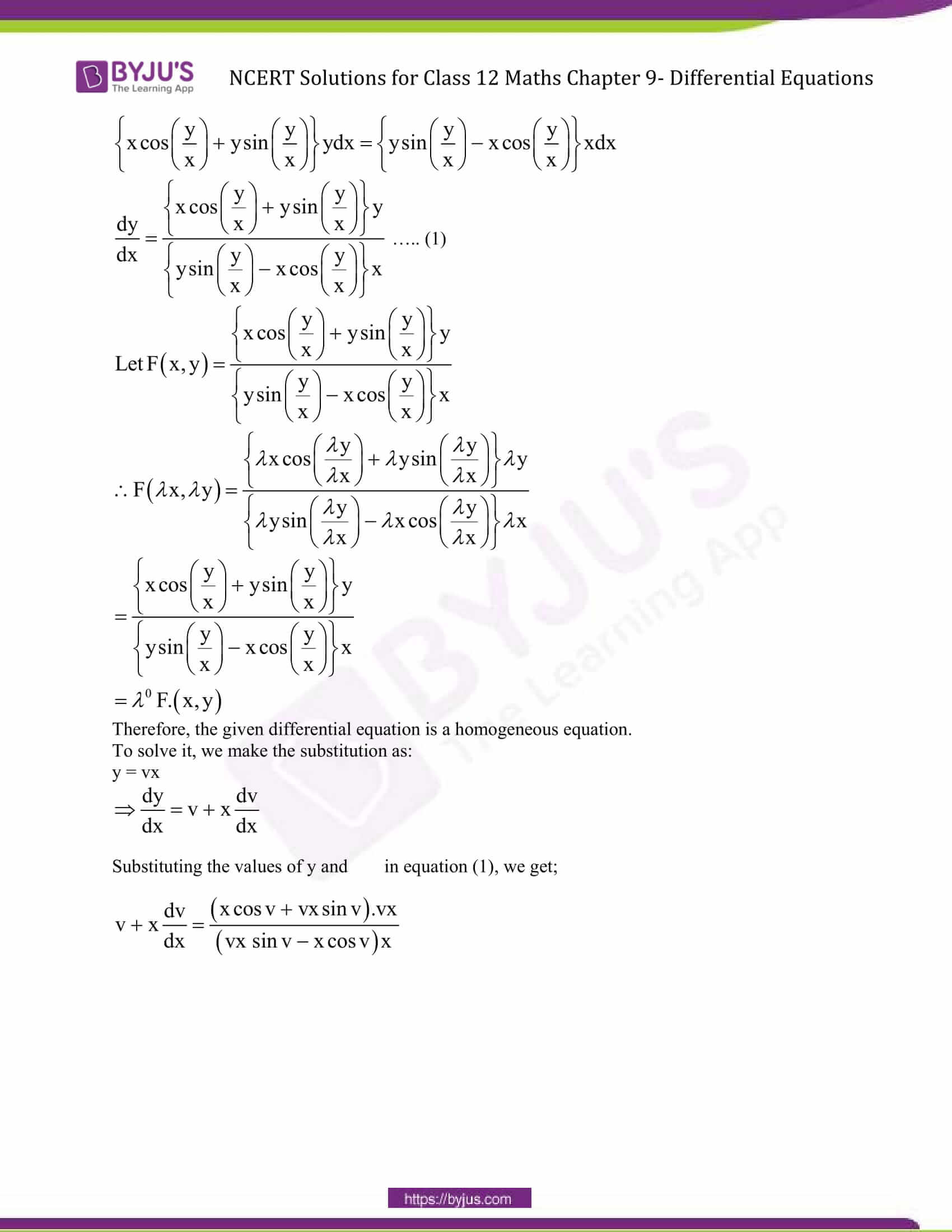 NCERT Solutions Class 12 Maths Chapter 9 Differential Equations ...