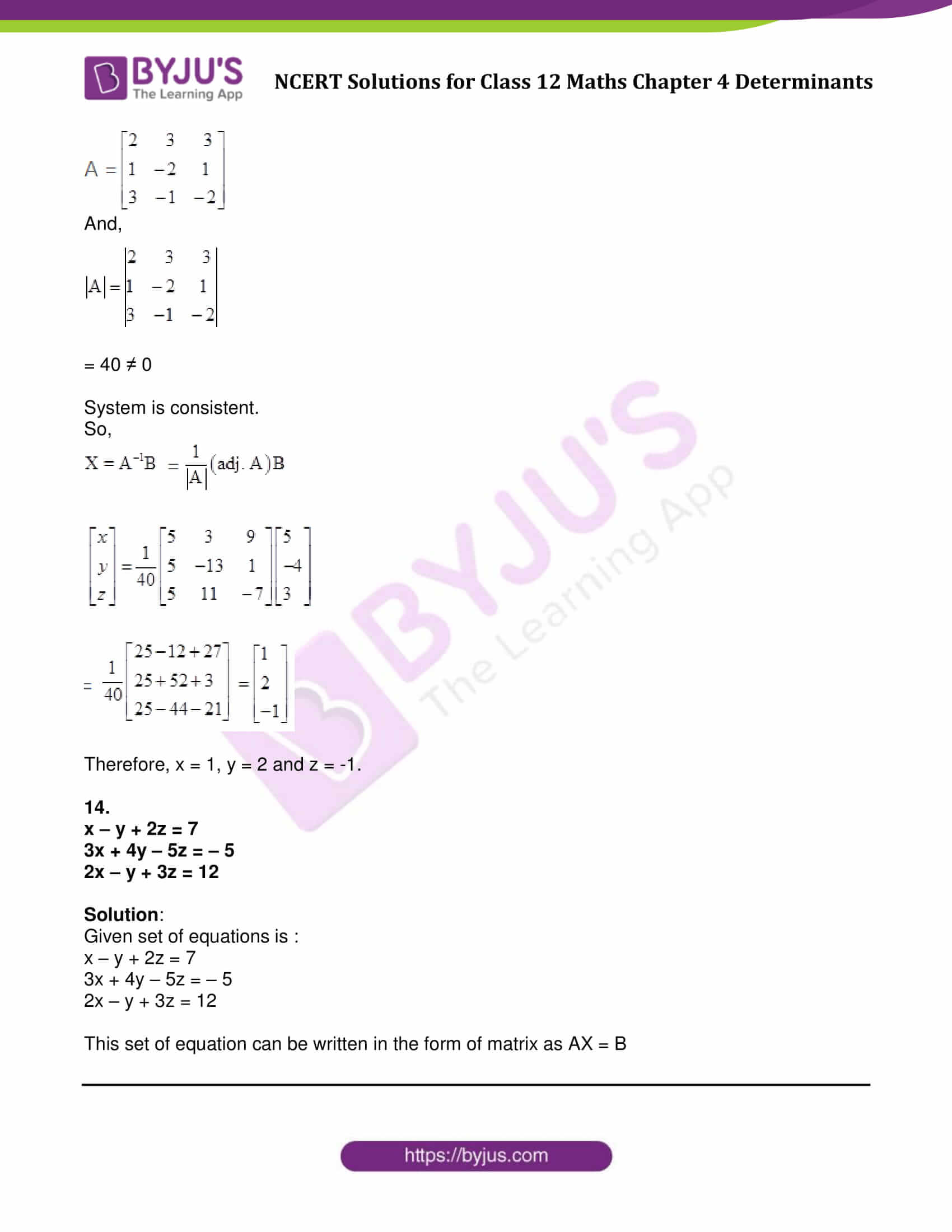 NCERT Solutions for Class 12 Maths Exercise 4.6 Chapter 4- determinants