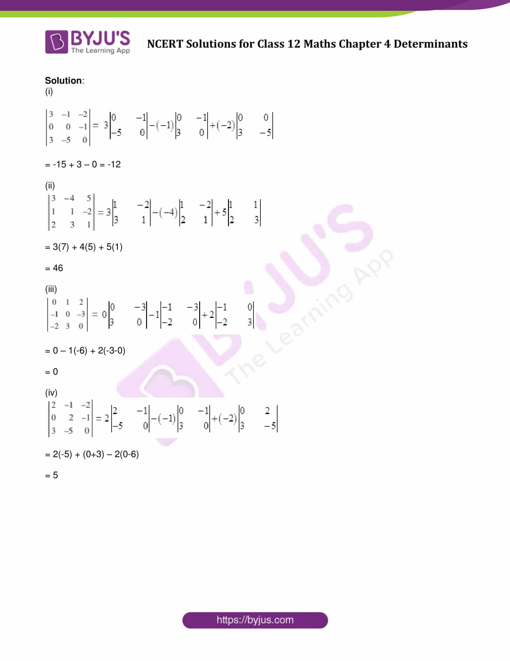 NCERT Solutions Class 12 Maths Chapter 4 Determinants NCERT Solutions Class 12 Maths Chapter 4 Determinants