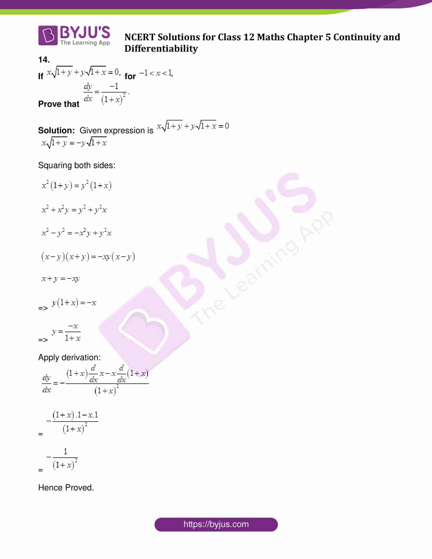 NCERT Solutions For Class 12 Maths Chapter 5 Continuity And