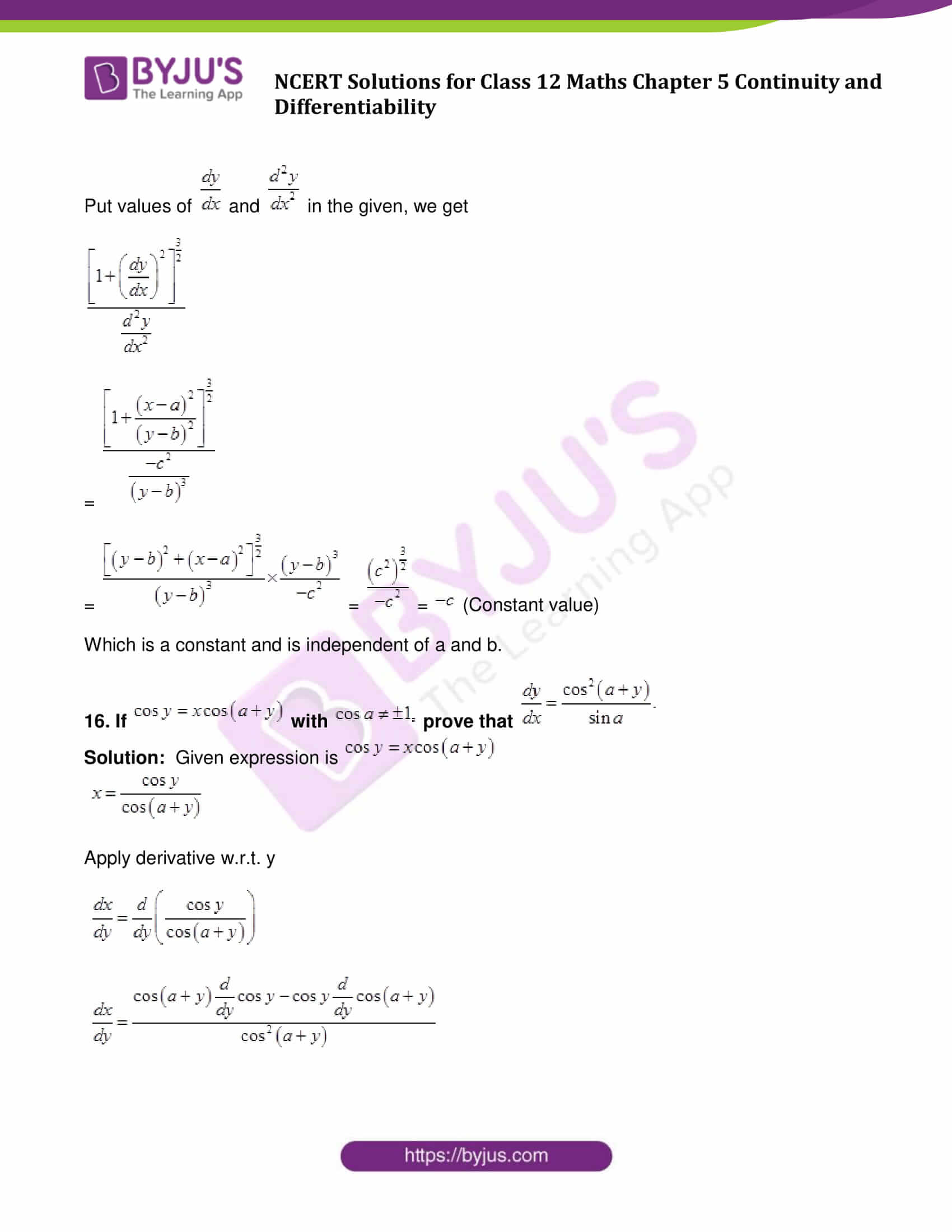 NCERT Solutions For Class 12 Maths Chapter 5 Continuity And