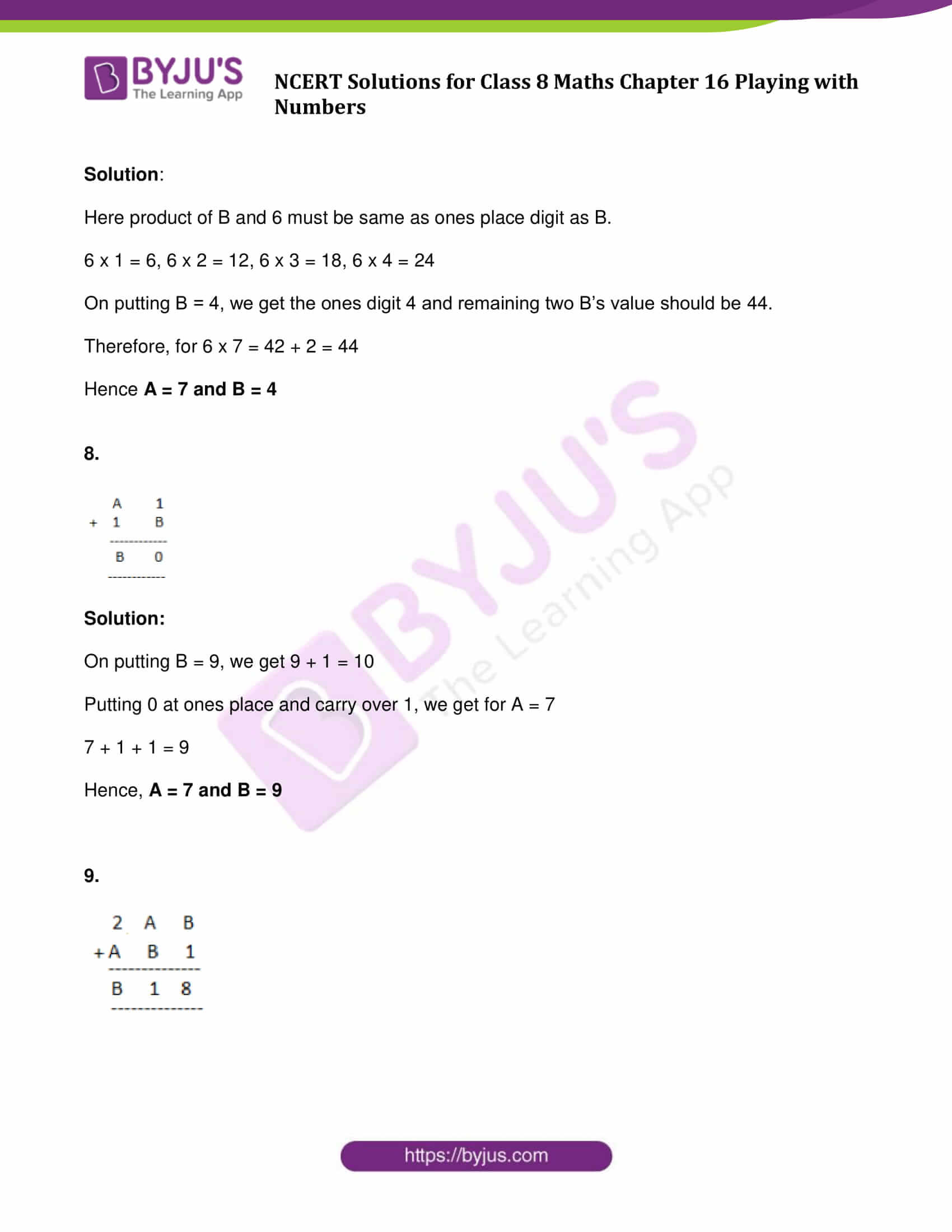NCERT Solutions for Class 8 Maths Exercise 16.1 Chapter 16 Playing With ...