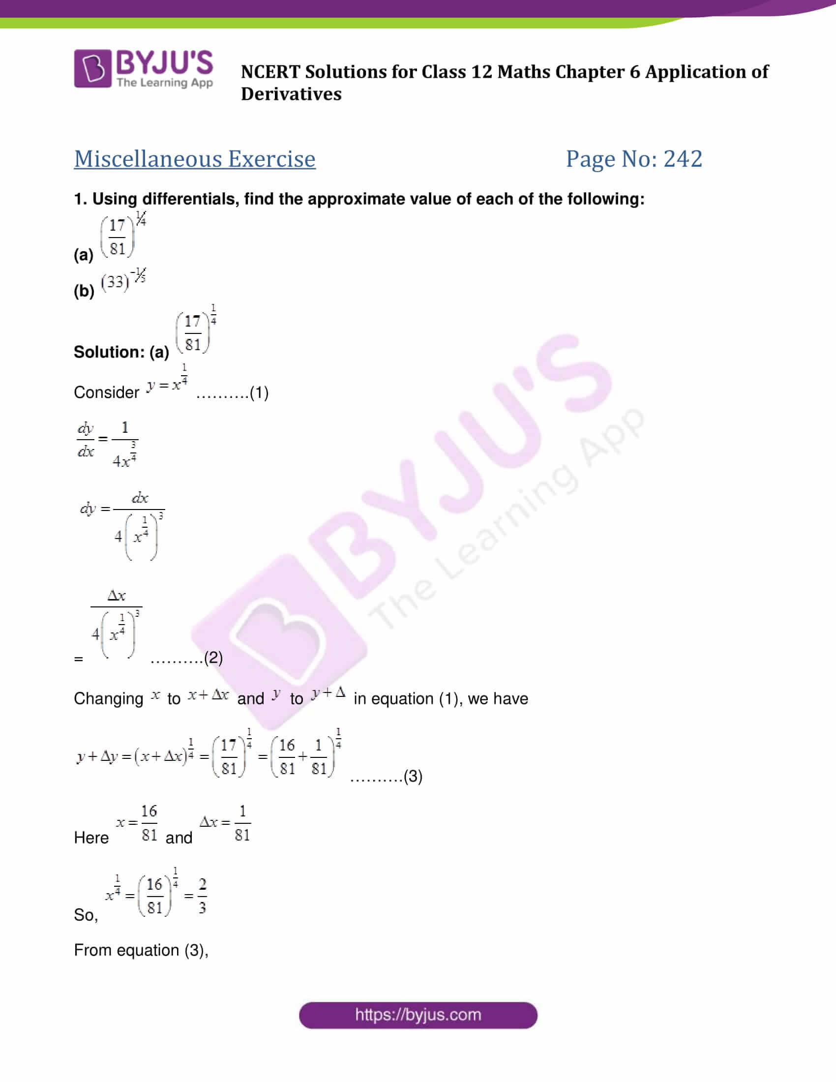 NCERT Solutions For Class 12 Maths Miscellaneous Exercise Chapter 6