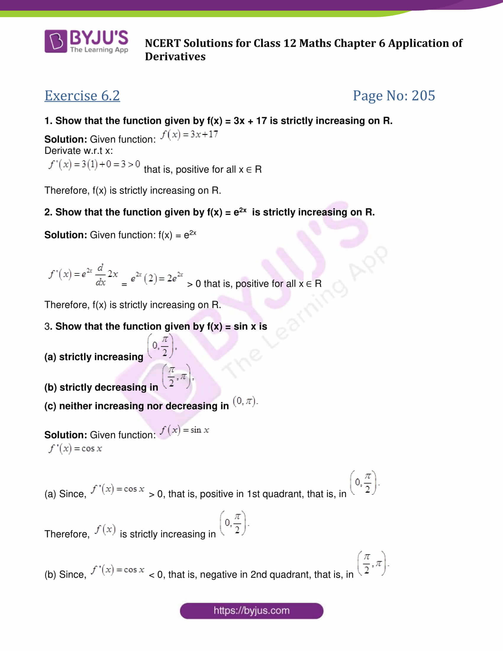 NCERT Solutions For Class 12 Maths Chapter 6 Applications Of Derivative