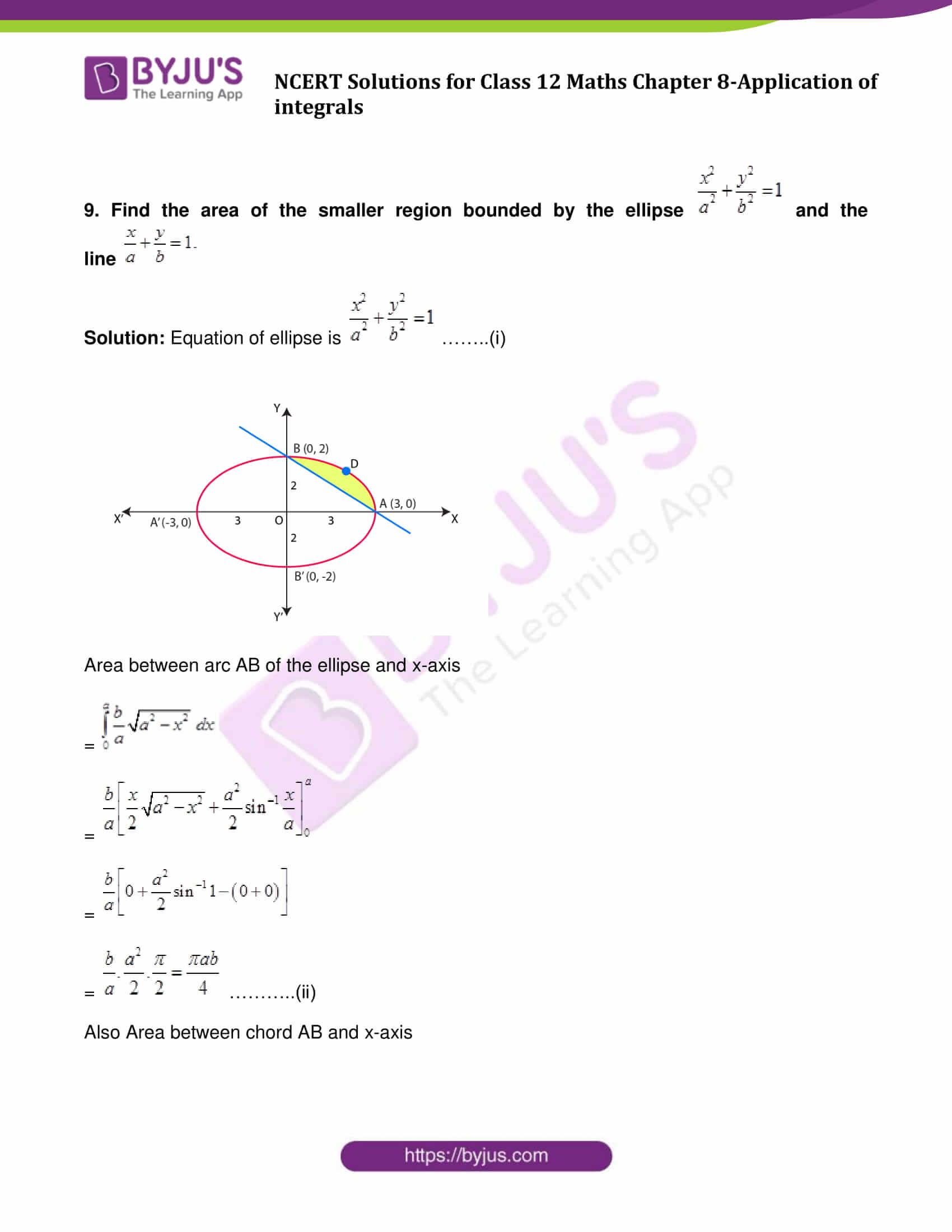 NCERT Solutions For Class 12 Maths Chapter 8 Application Of Integrals 