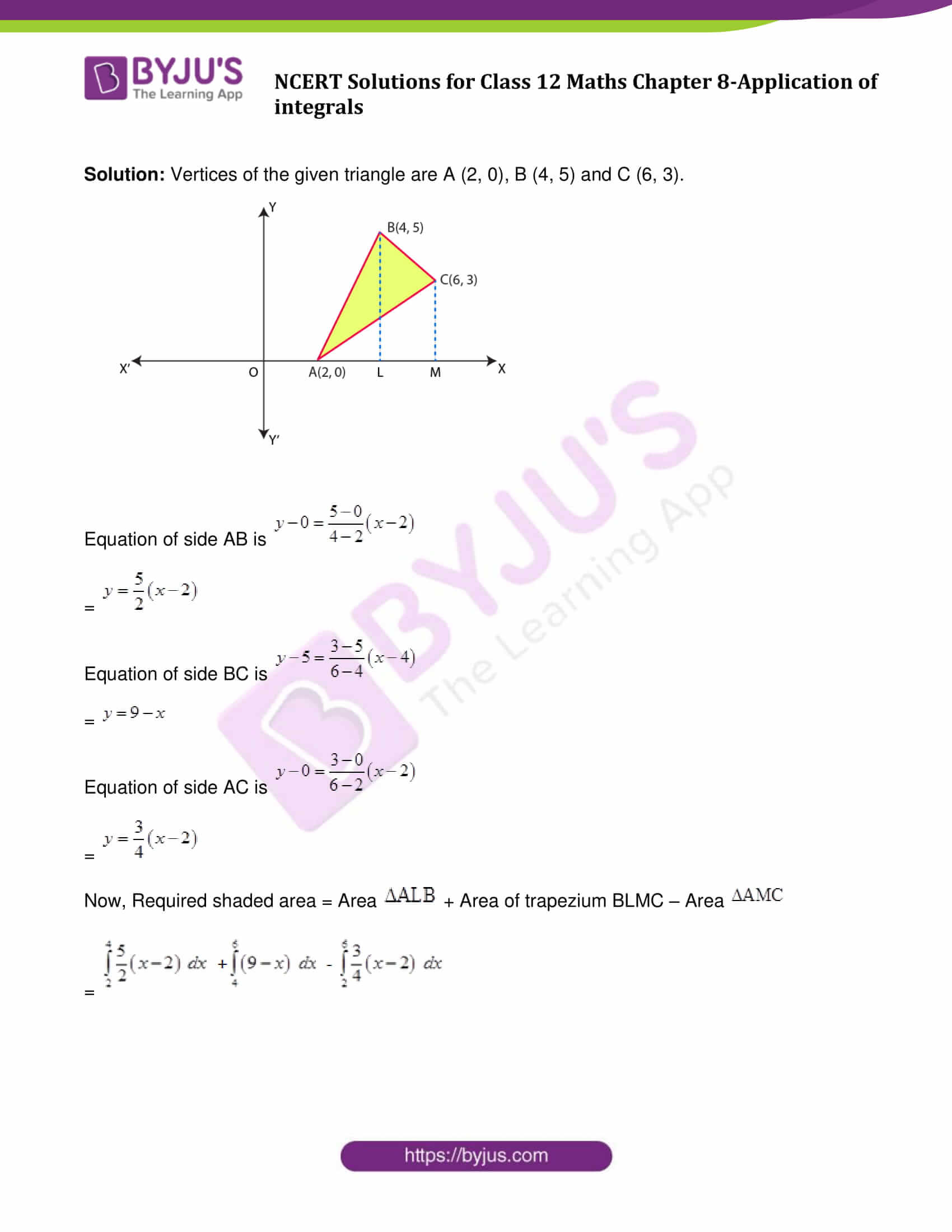 NCERT Solutions For Class 12 Maths Chapter 8 Application Of Integrals