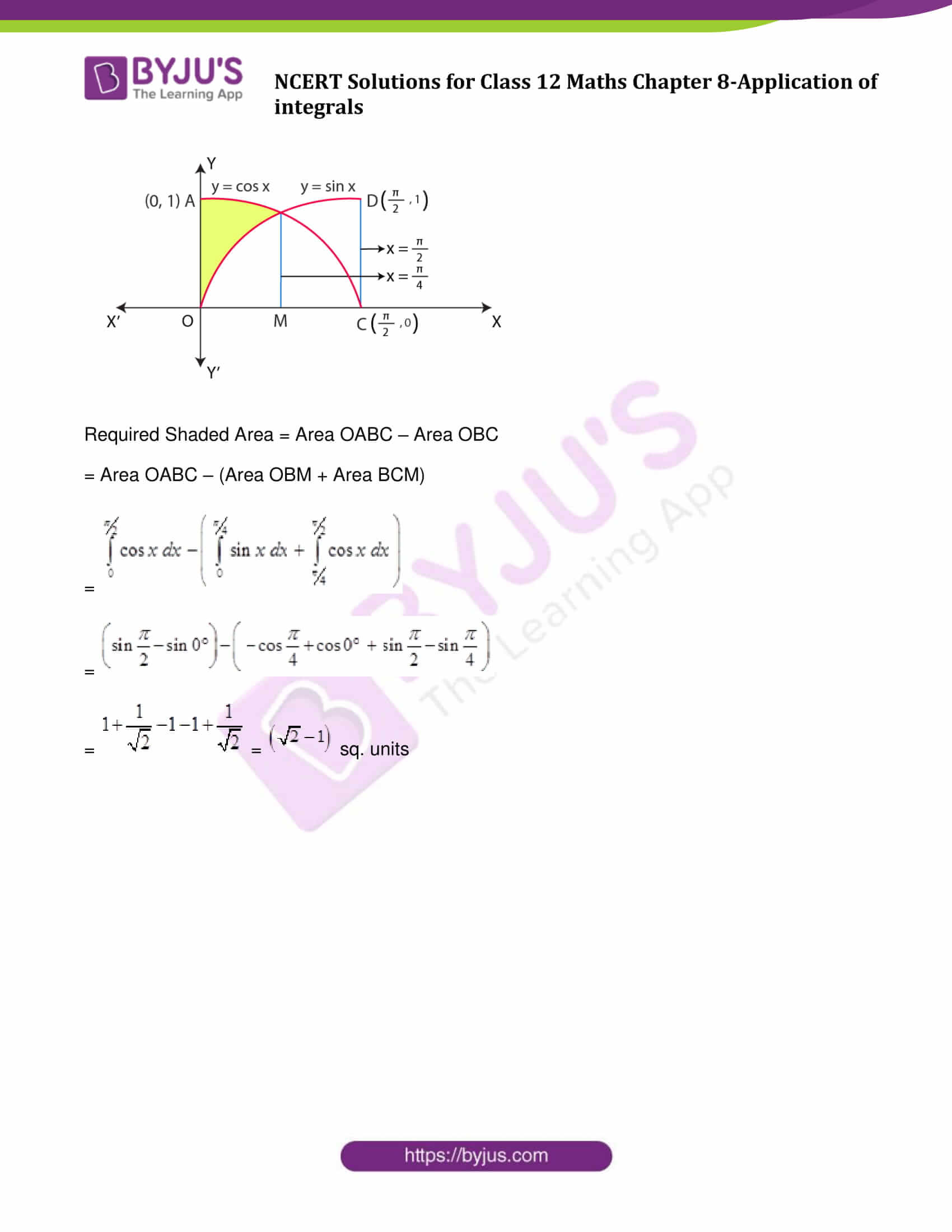 NCERT Solutions For Class 12 Maths Chapter 8 Application Of Integrals NCERT Solutions For Class 12 Maths Chapter 8 Application Of Integrals