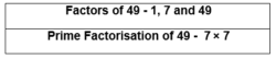 Factors of 49 - Factors in Pairs And Prime Factorisation