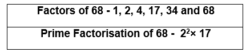 Factors of 68 in Maths - Find All the Factors