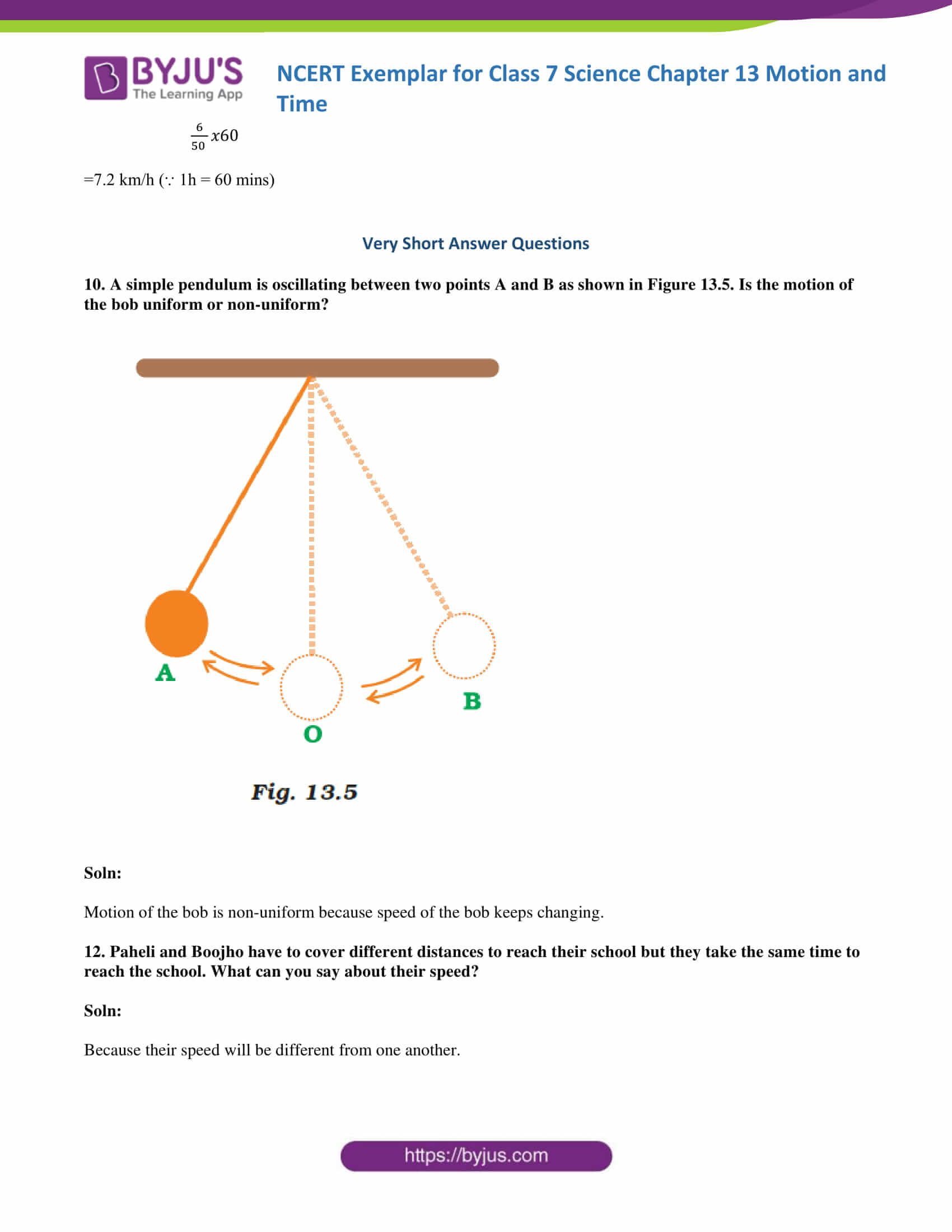 NCERT Exemplar Solutions For Class 7 Science Chapter 13 Motion And Time NCERT Exemplar Solutions For Class 7 Science Chapter 13 Motion And Time