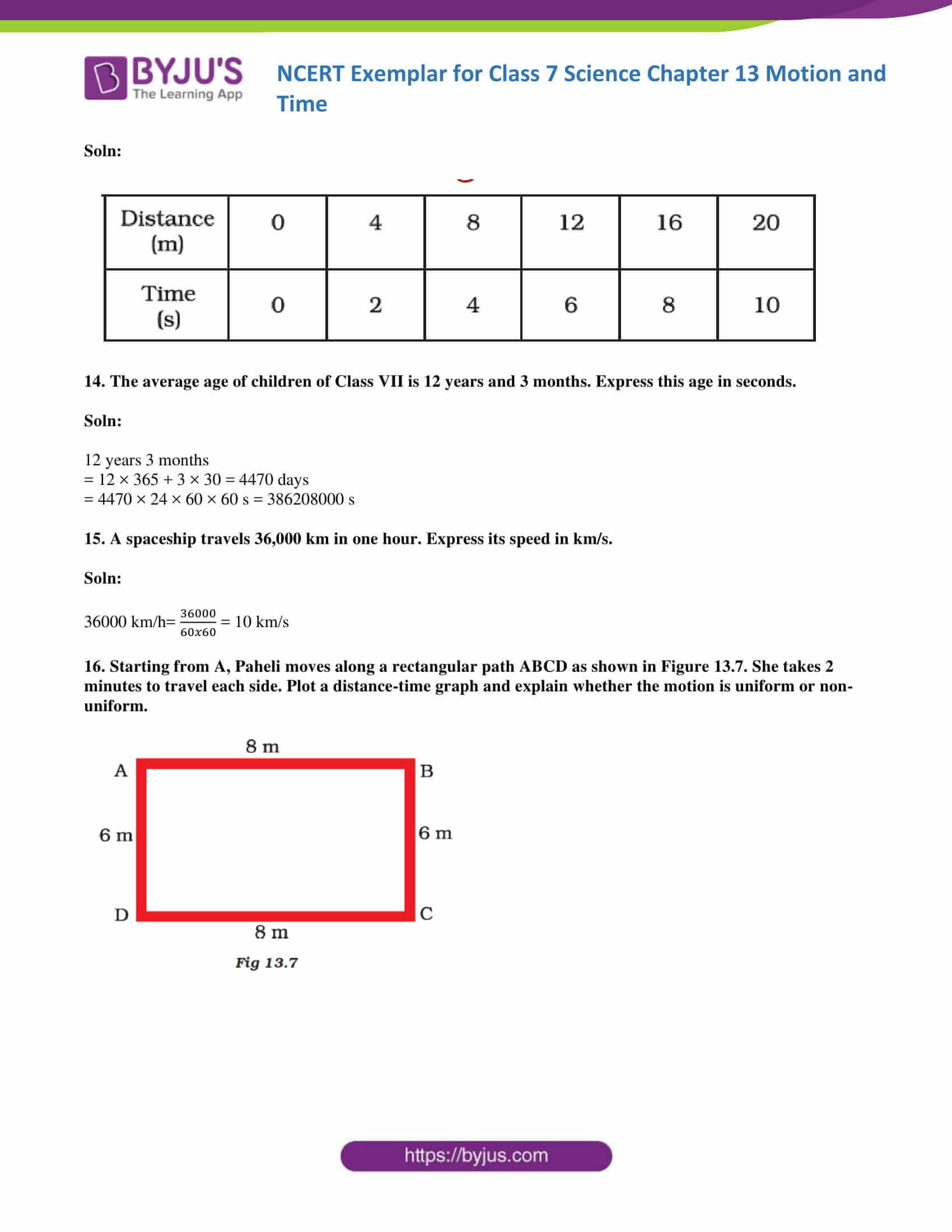 NCERT Exemplar Solutions For Class 7 Science Chapter 13 Motion And Time NCERT Exemplar Solutions For Class 7 Science Chapter 13 Motion And Time