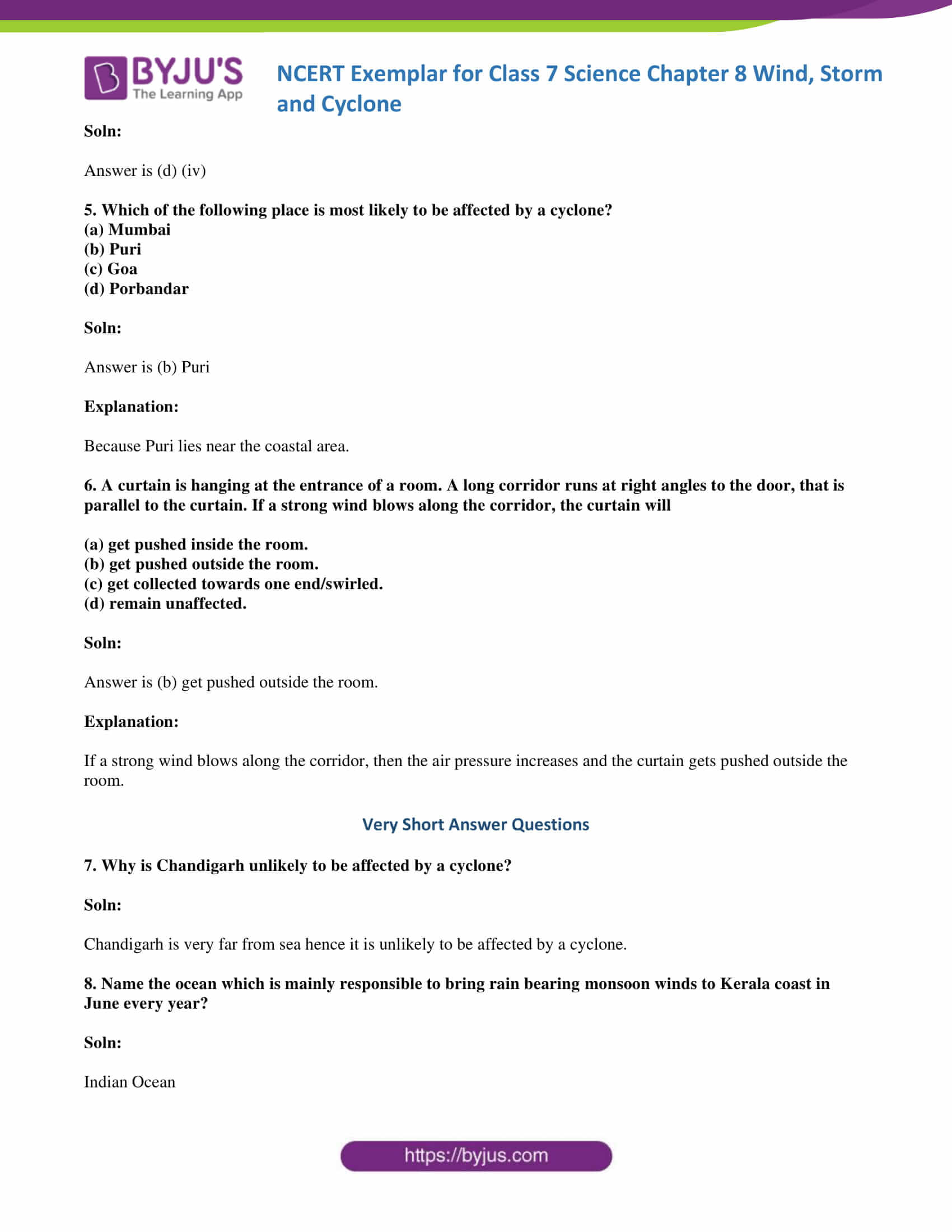 NCERT Exemplar Solutions For Class 7 Science Chapter 8 Wind Storm And NCERT Exemplar Solutions For Class 7 Science Chapter 8 Wind Storm And