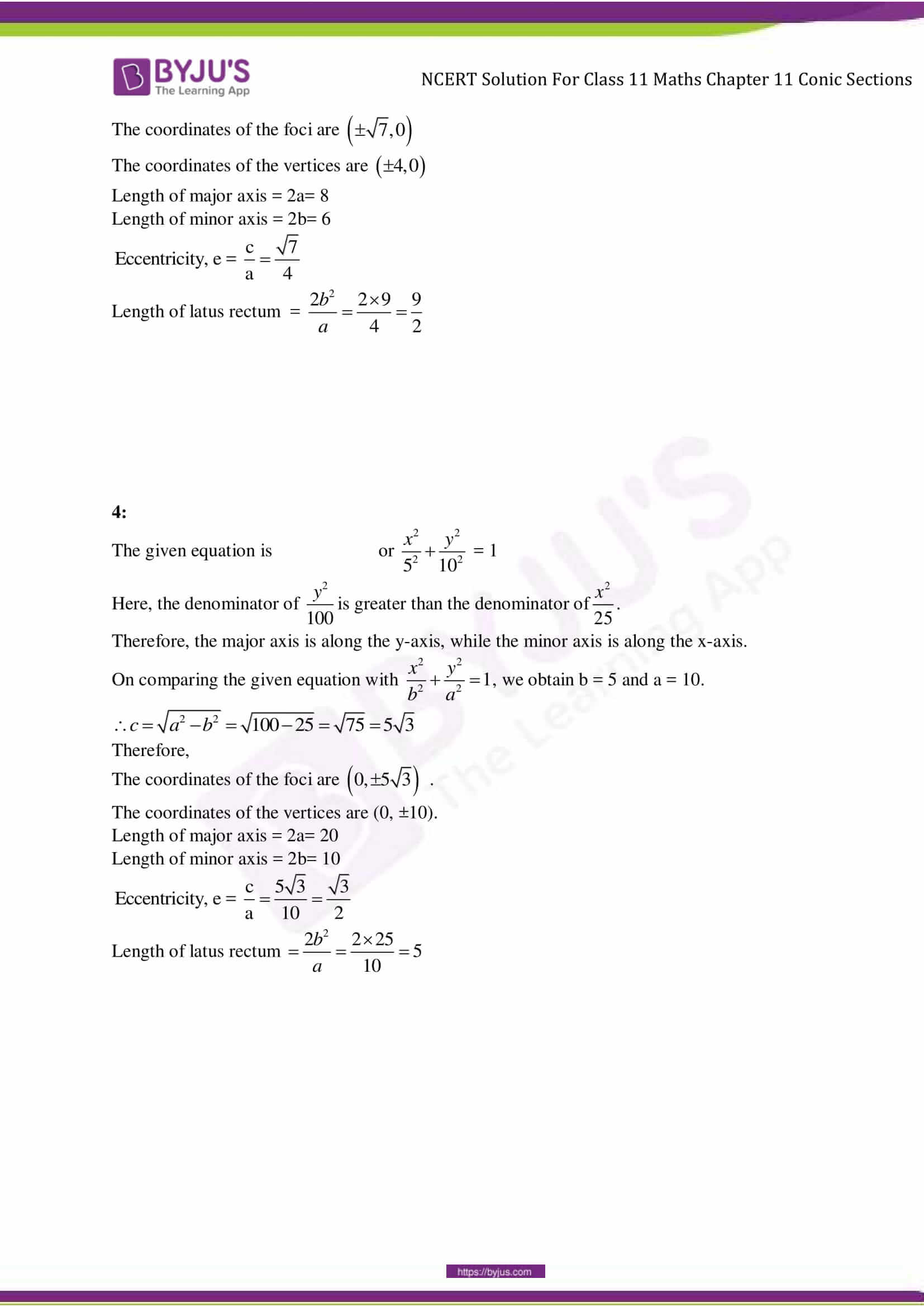 NCERT Solutions Class 11 Maths Chapter 11 Conic Sections - Free Download
