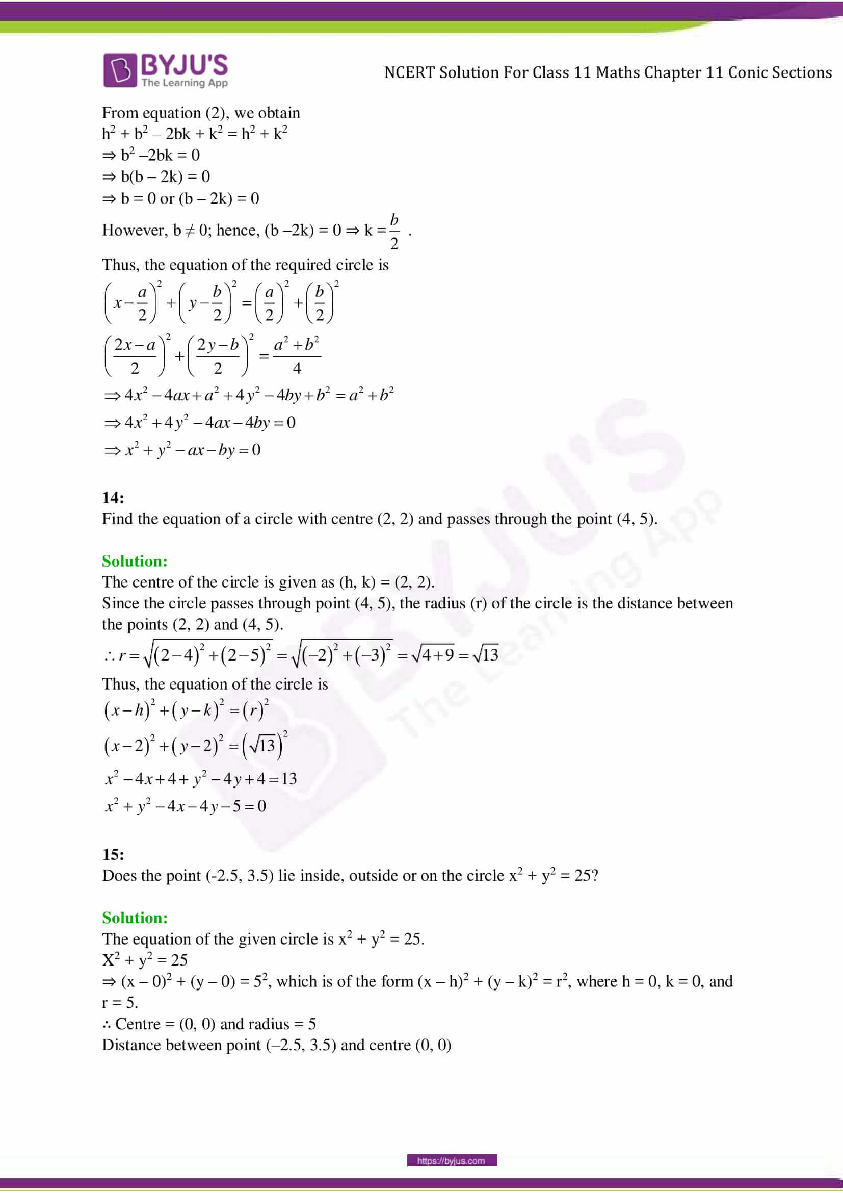 NCERT Solutions for Class 11 Maths Exercise 11.1 Chapter 11- conic sections