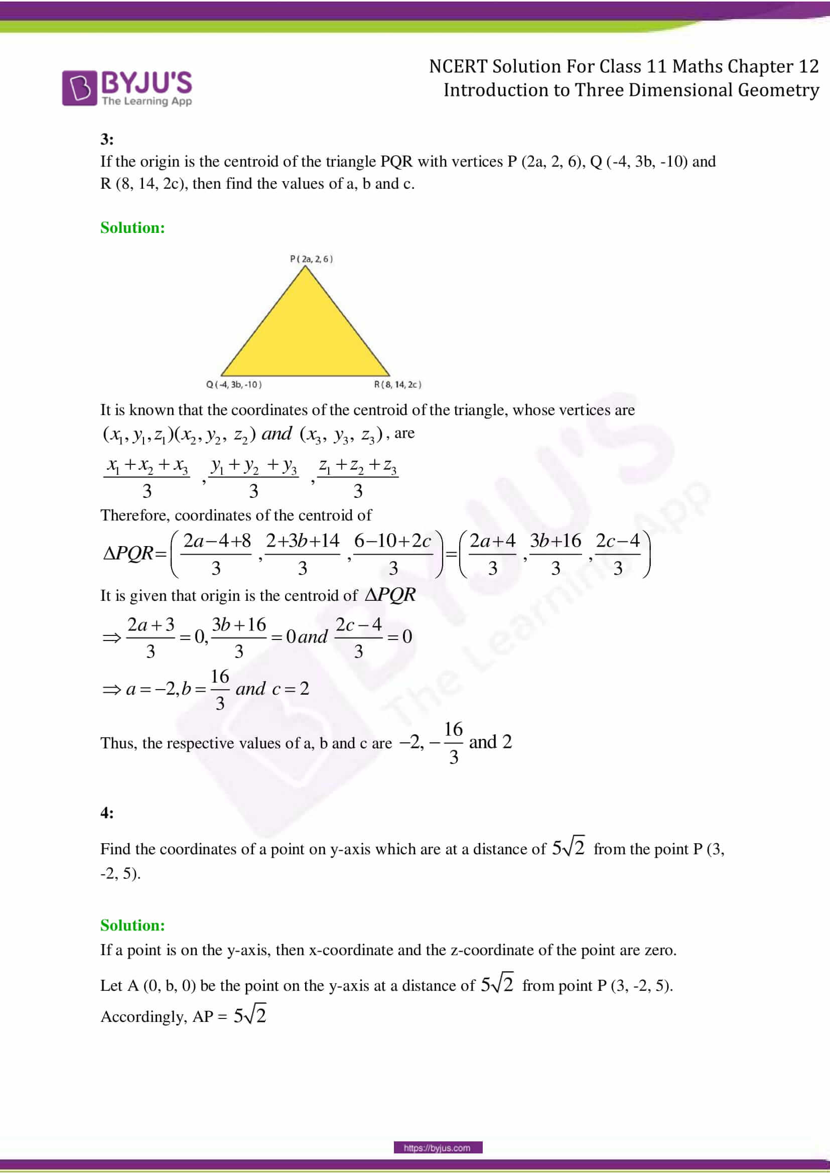 NCERT Solutions Class 11 Maths Chapter 12 Introduction to 3D Geometry ...