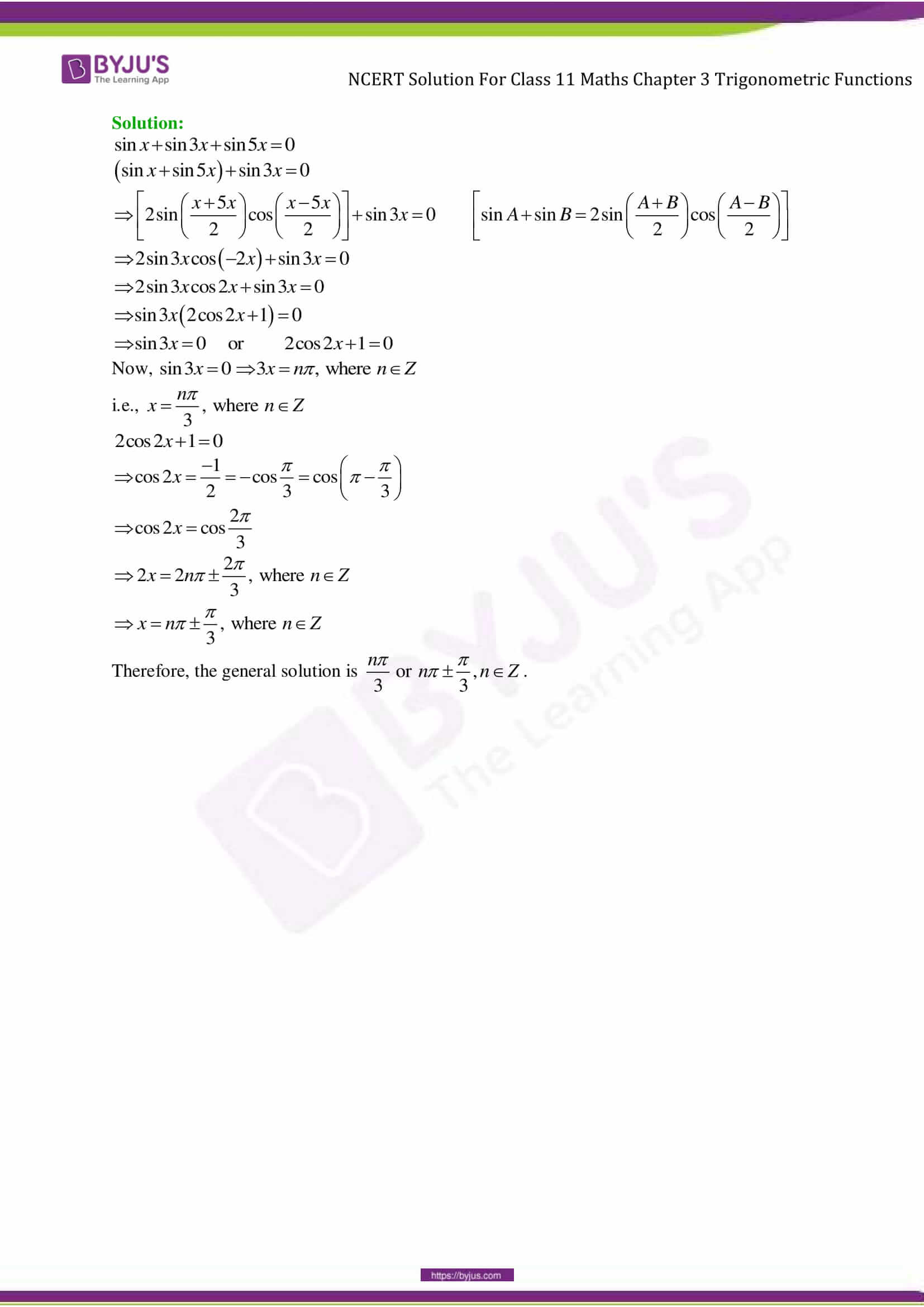 NCERT Solutions for Class 11 Maths Exercise 3.4 Chapter 3- trigonometric functions