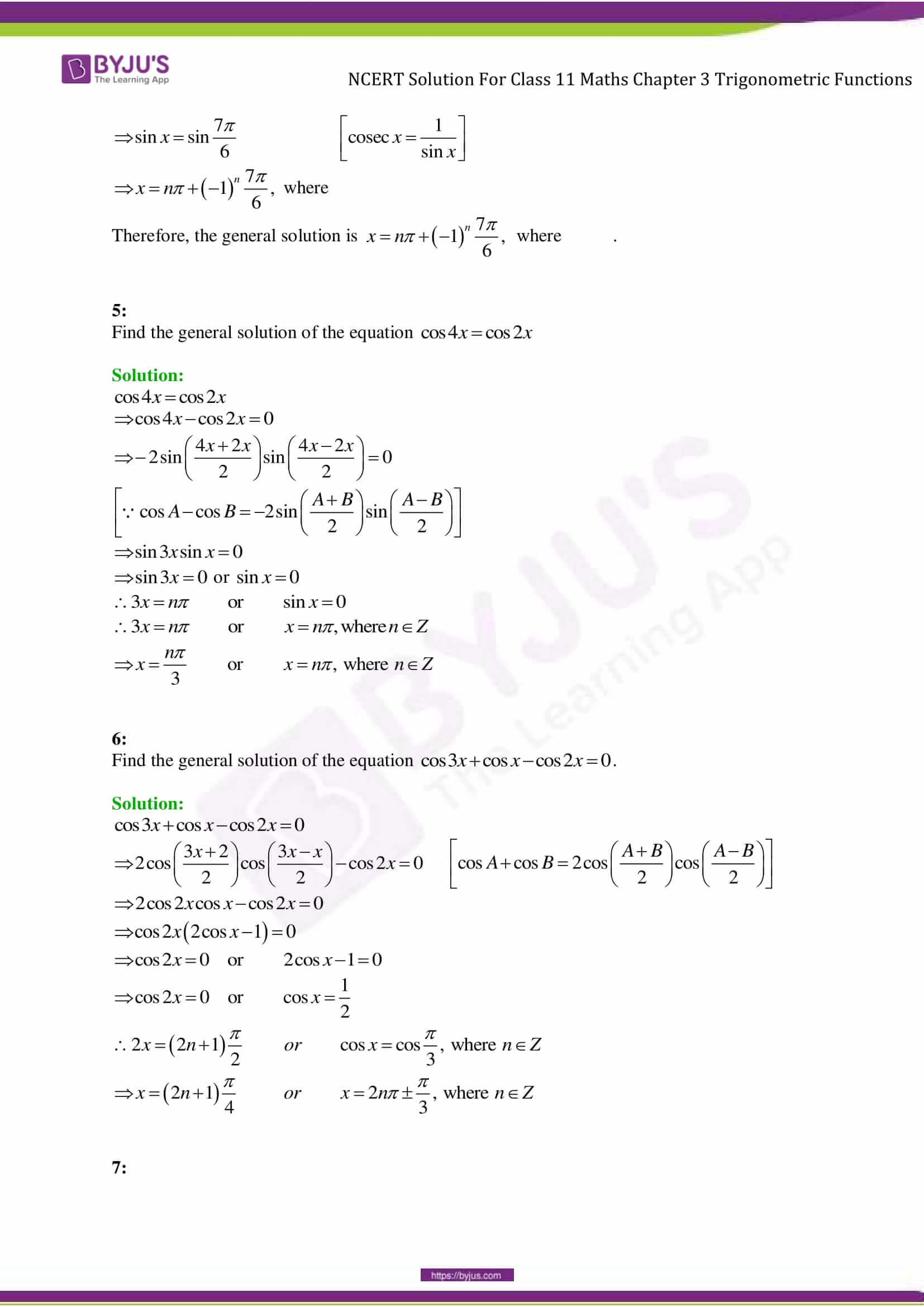 NCERT Solutions Class 11 Maths Chapter 3 Trigonometric Functions Free ...