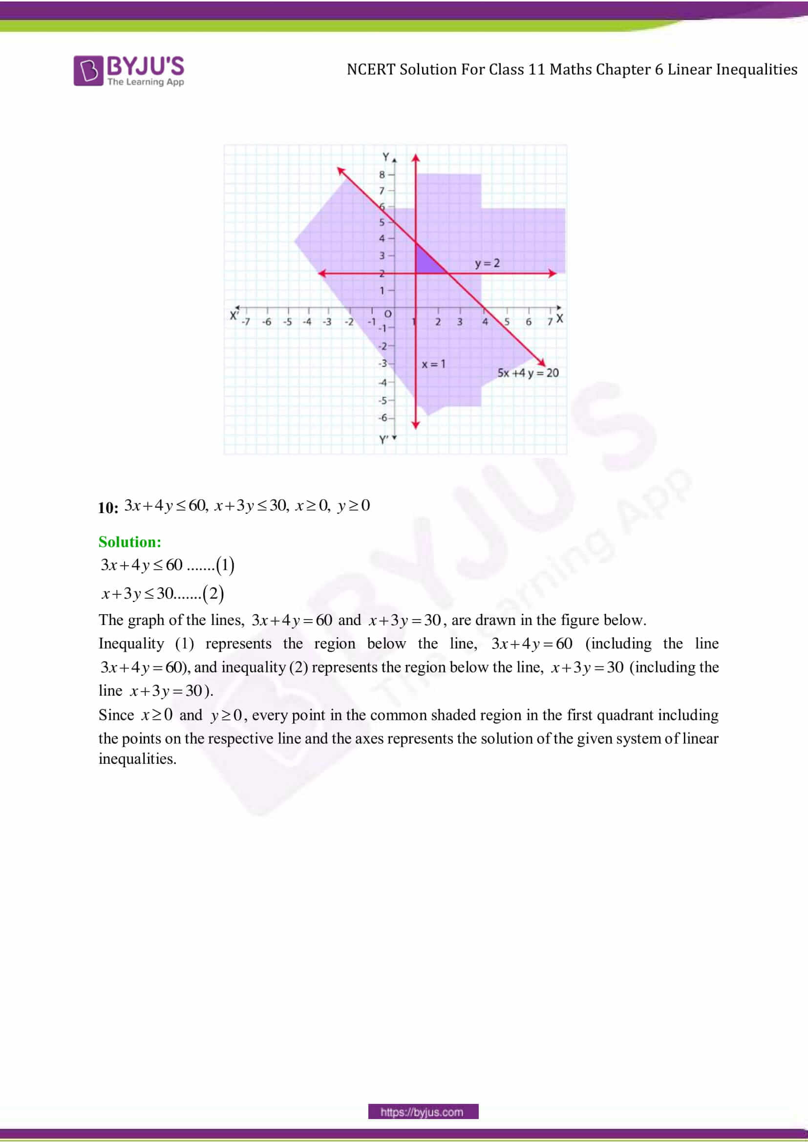 NCERT Solutions Class 11 Maths Chapter 6 Linear Inequalities - Click ...