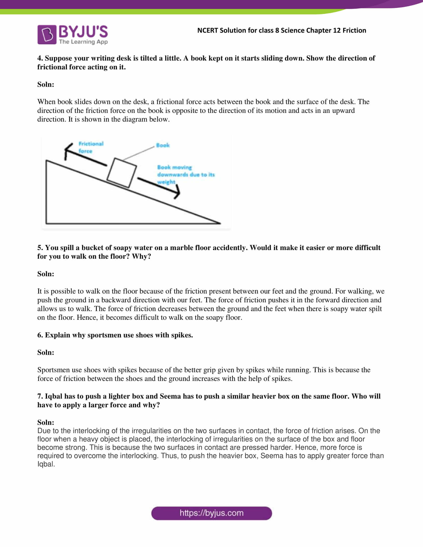 Ncert Solutions Class 8 Science Chapter 12 Friction - Bank2home.com