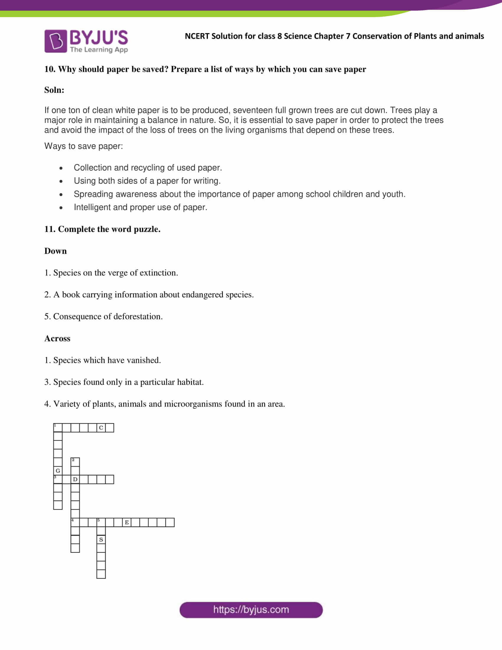 NCERT Solutions For Class 8 Science Chapter 7 Conservation Of Plants