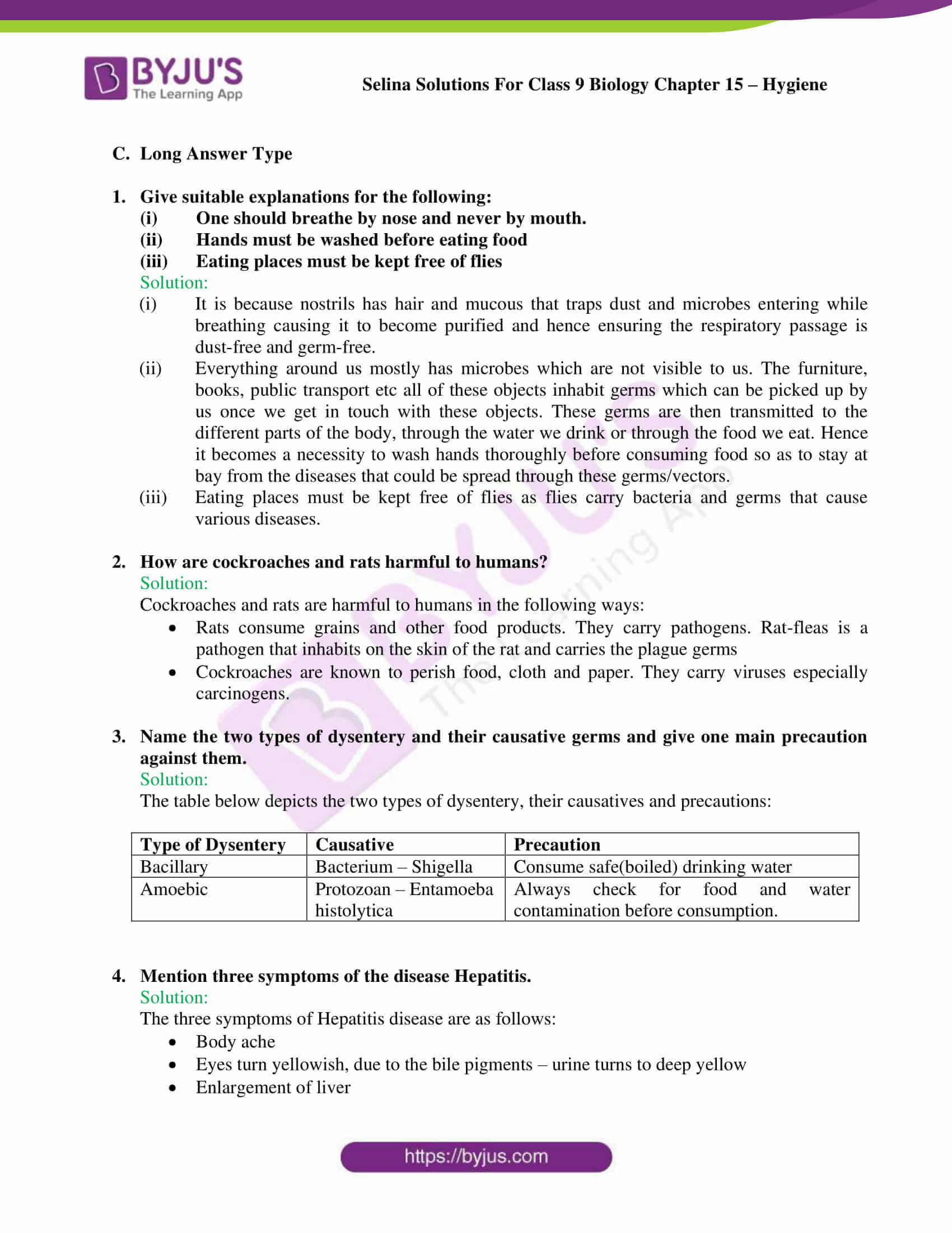 Selina Solutions Class 9 Concise Biology Chapter 15 Hygiene Download Selina Solutions Class 9 Concise Biology Chapter 15 Hygiene Download