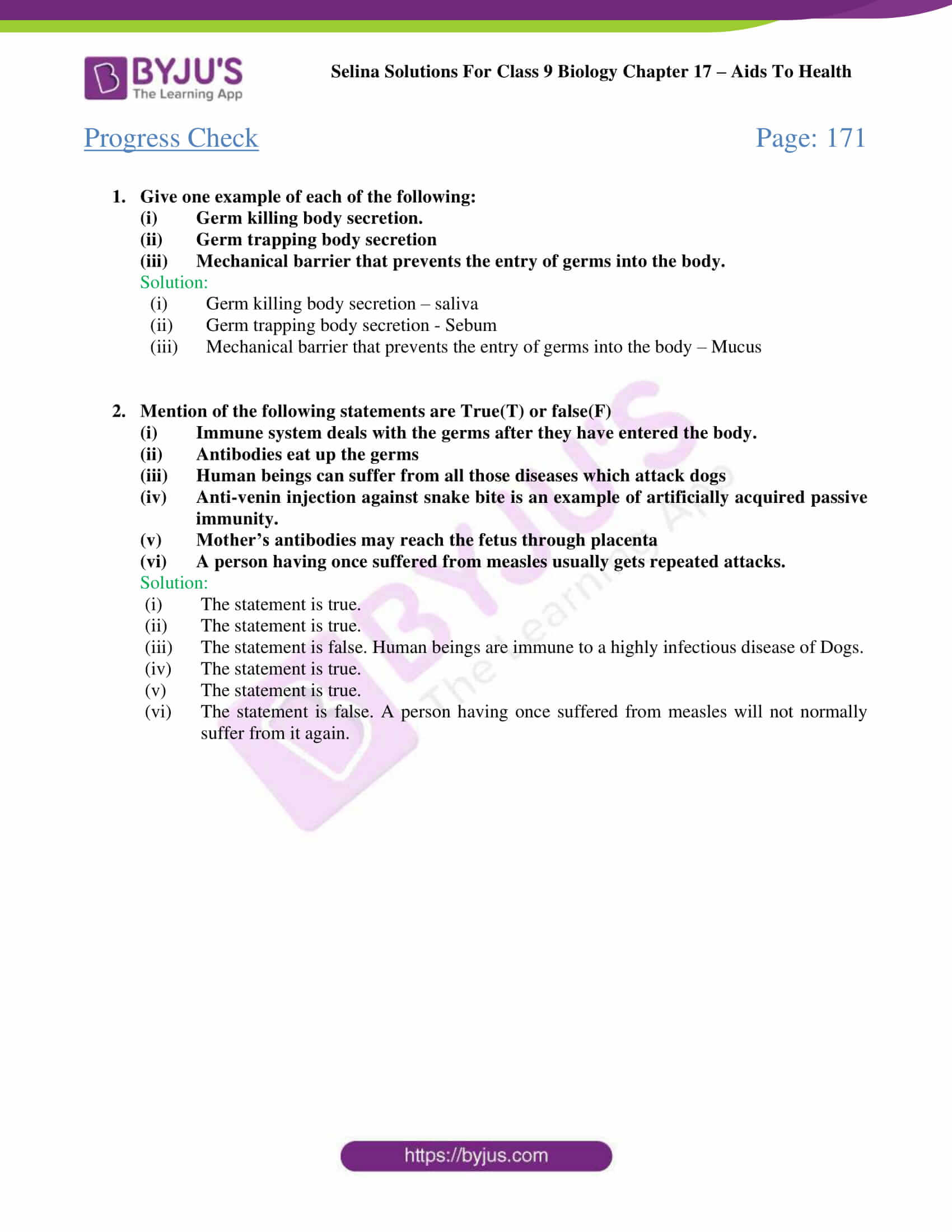 Selina Solutions Class 9 Concise Biology Chapter 17 Aids To Health Selina Solutions Class 9 Concise Biology Chapter 17 Aids To Health