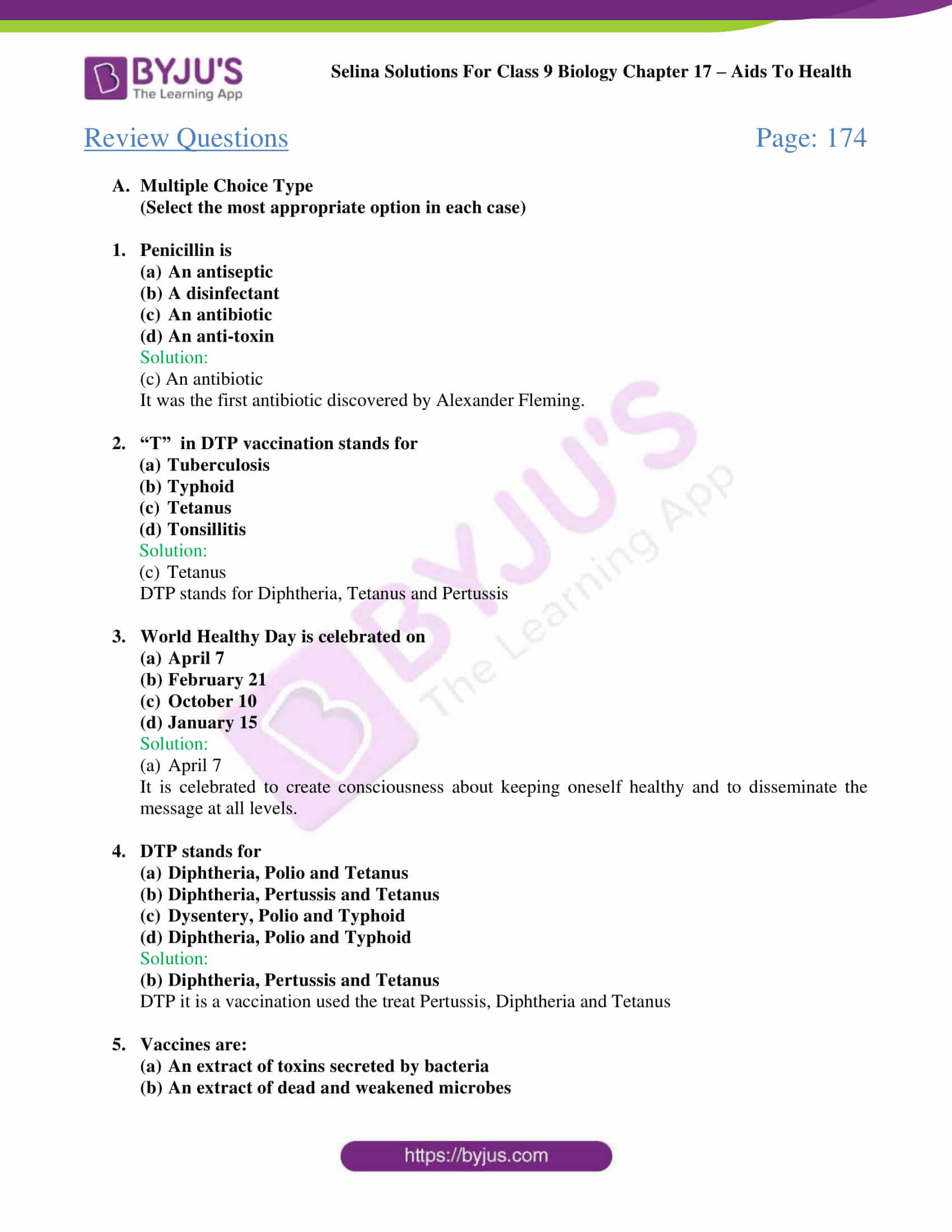 Selina Solutions Class 9 Concise Biology Chapter 17 Aids To Health Selina Solutions Class 9 Concise Biology Chapter 17 Aids To Health
