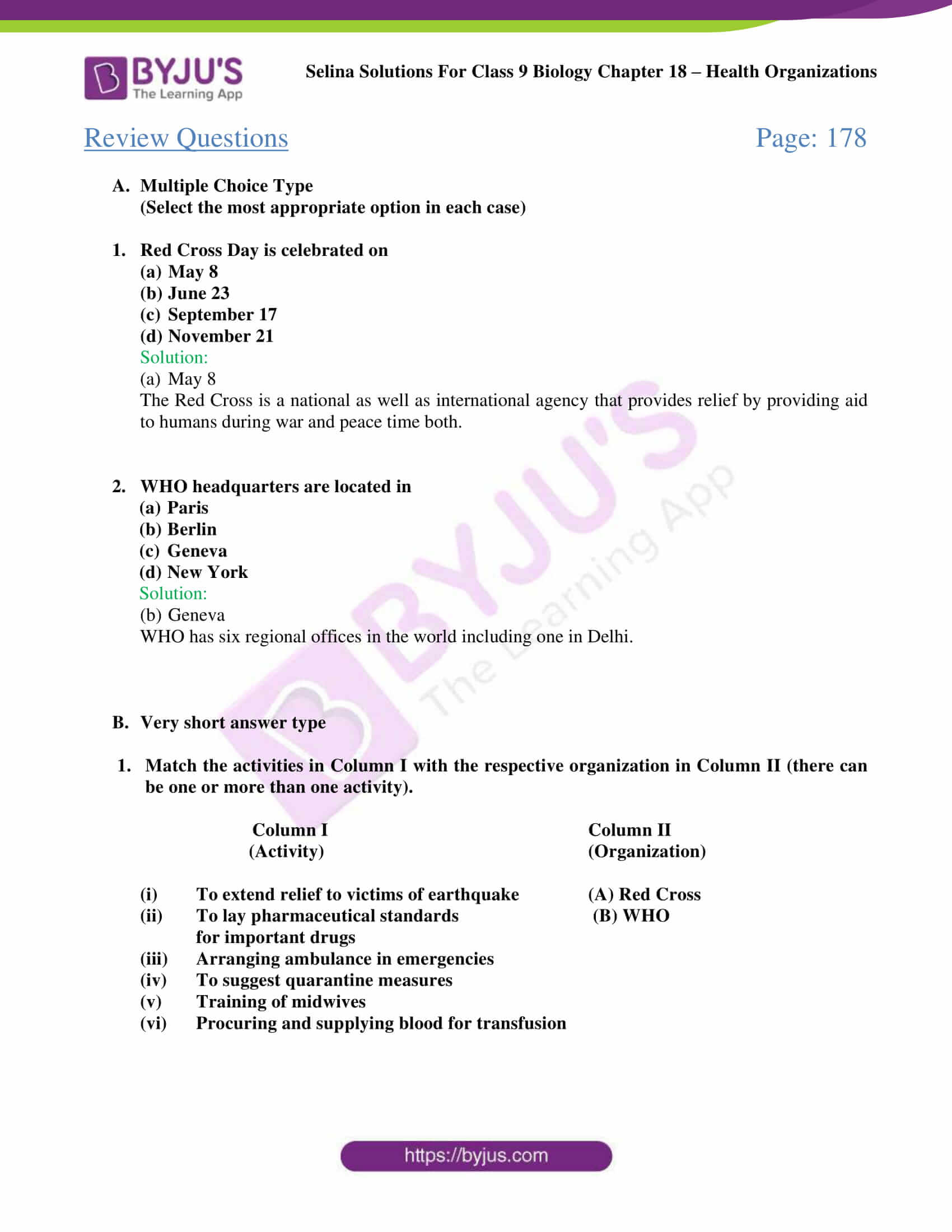 Selina Solutions Class 9 Concise Biology Chapter 18 Health