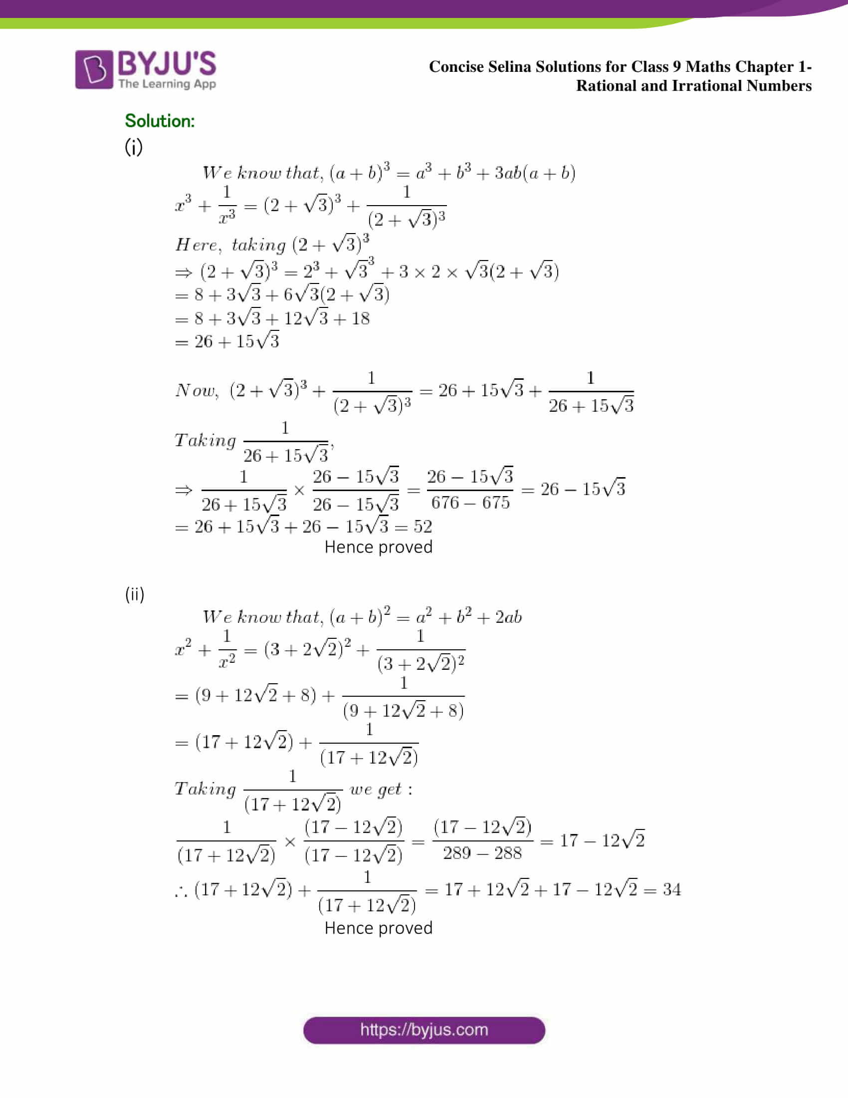 Selina Solutions Class 9 Concise Maths Chapter 1 Rational And ...