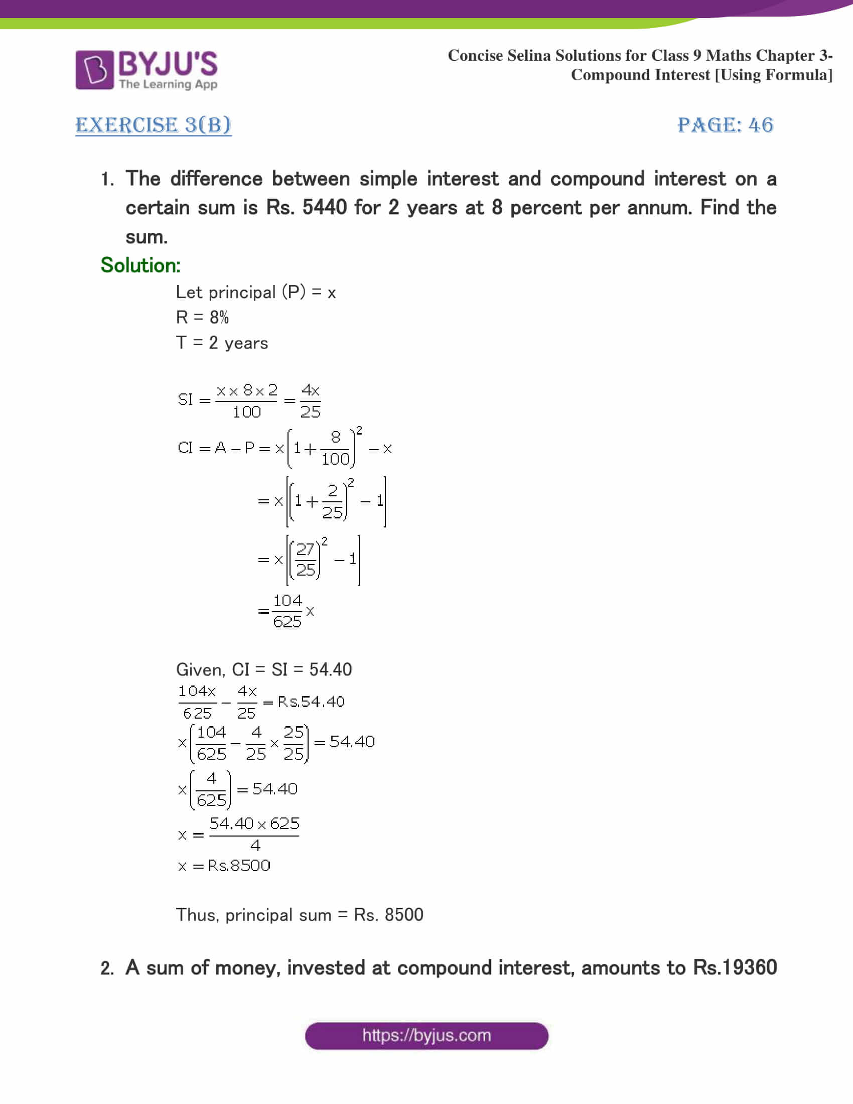 Selina Solutions Class 9 Concise Maths Chapter 3 Compound interest ...