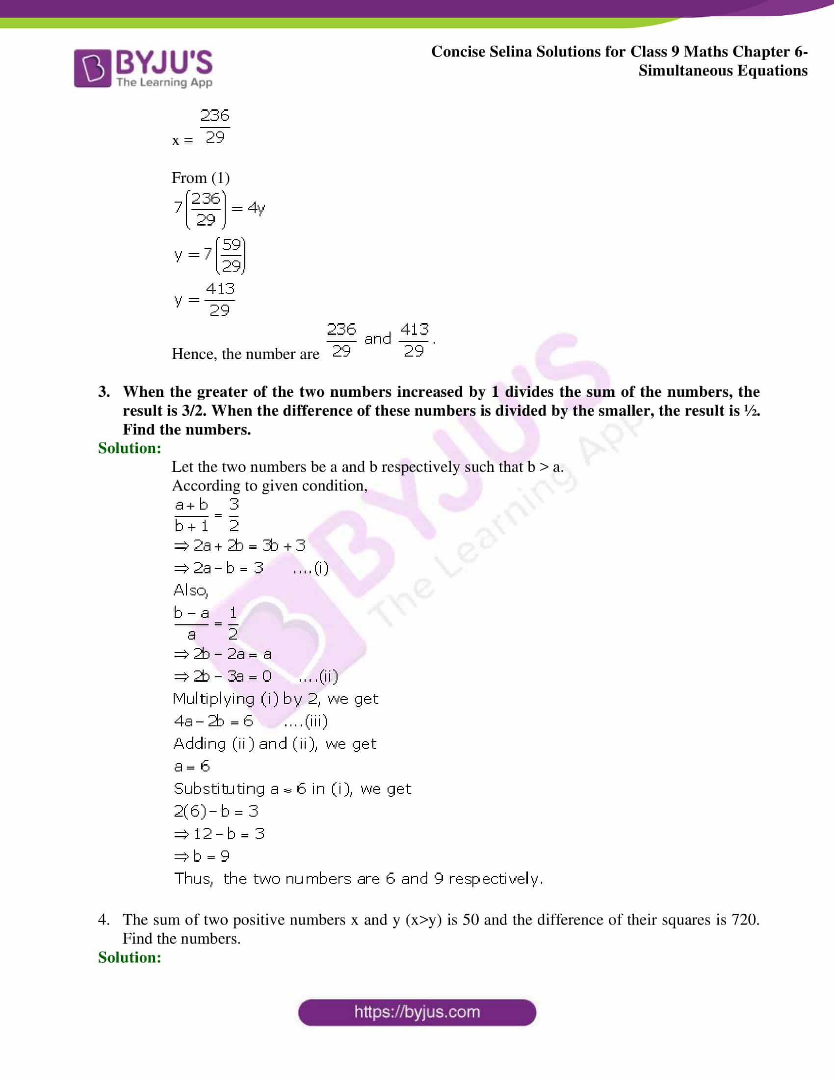 Selina Solutions Class 9 Concise Maths Chapter 6 Simultaneous Equations -Download Free PDF