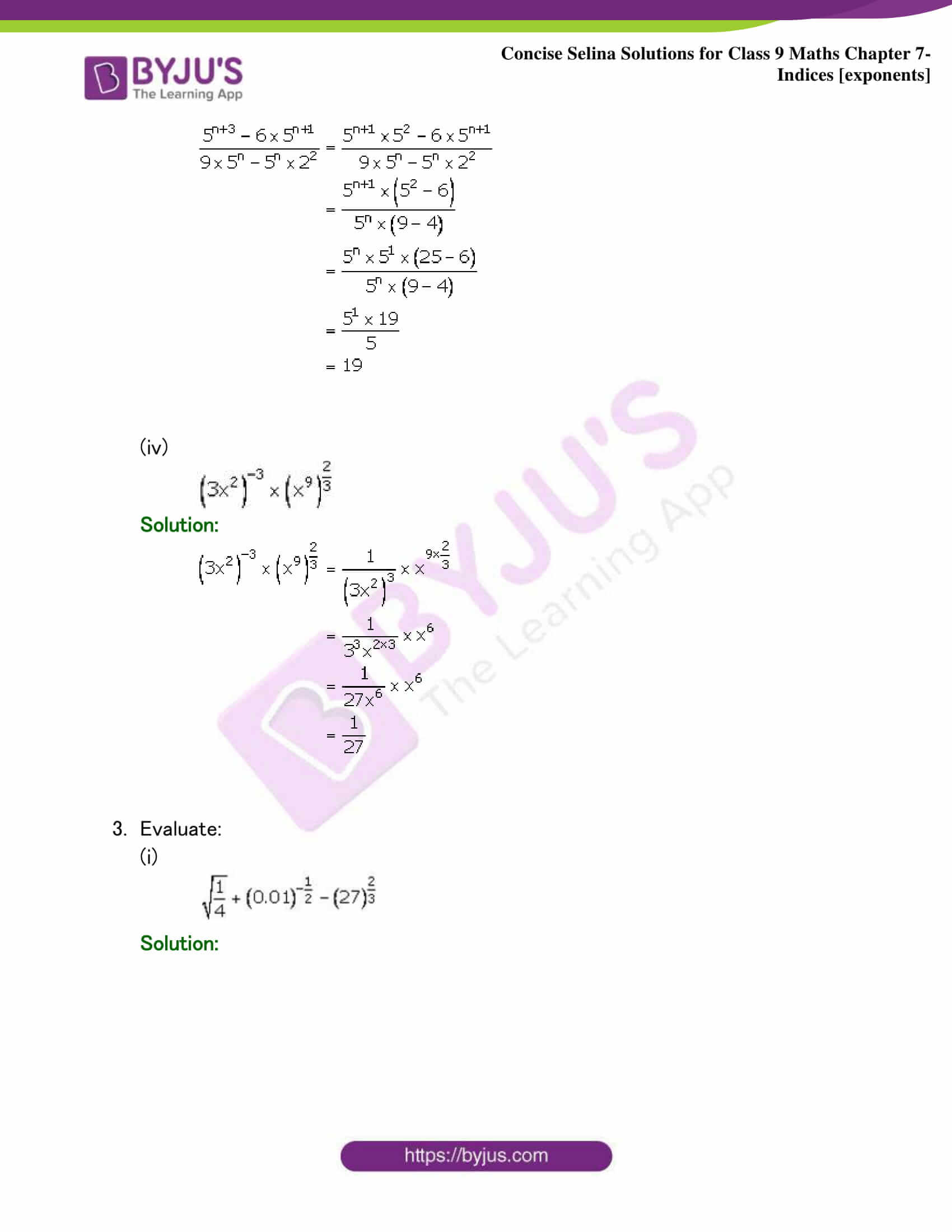 Selina Solutions Class 9 Concise Maths Chapter 7 indices -Download Free PDF