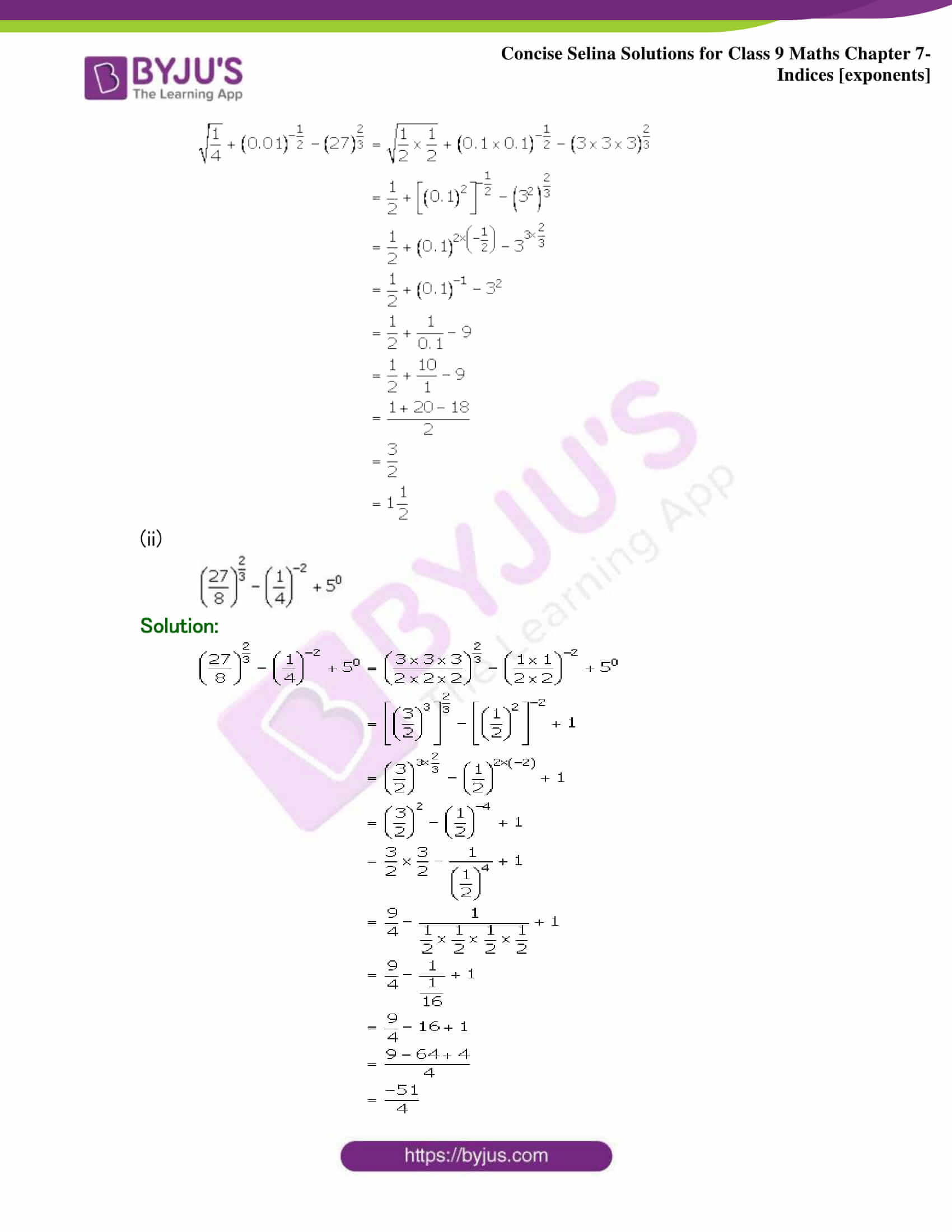 Selina Solutions Class 9 Concise Maths Chapter 7 indices -Download Free PDF