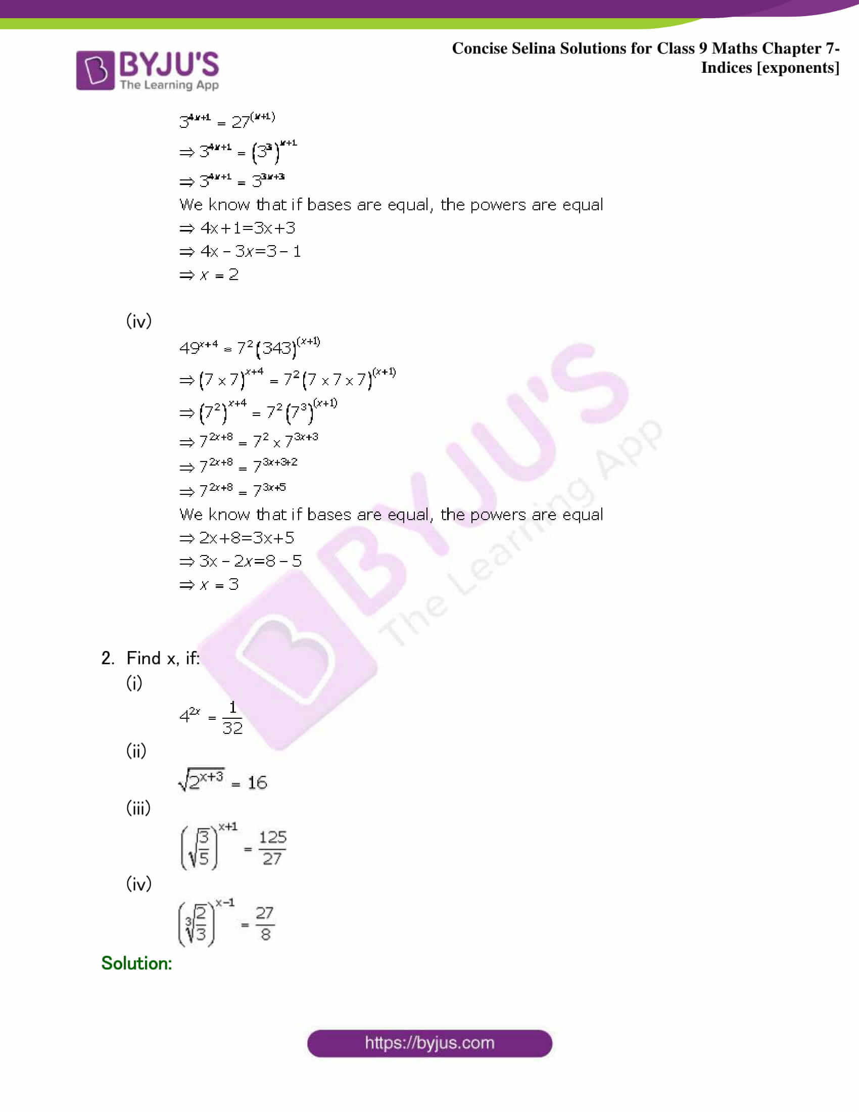 Selina Solutions Class 9 Concise Maths Chapter 7 indices -Download Free PDF