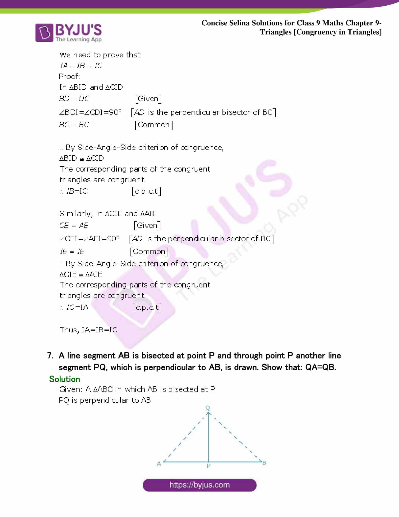 Selina Solutions Class 9 Concise Maths Chapter 9 Triangles -Download ... Selina Solutions Class 9 Concise Maths Chapter 9 Triangles -Download ...