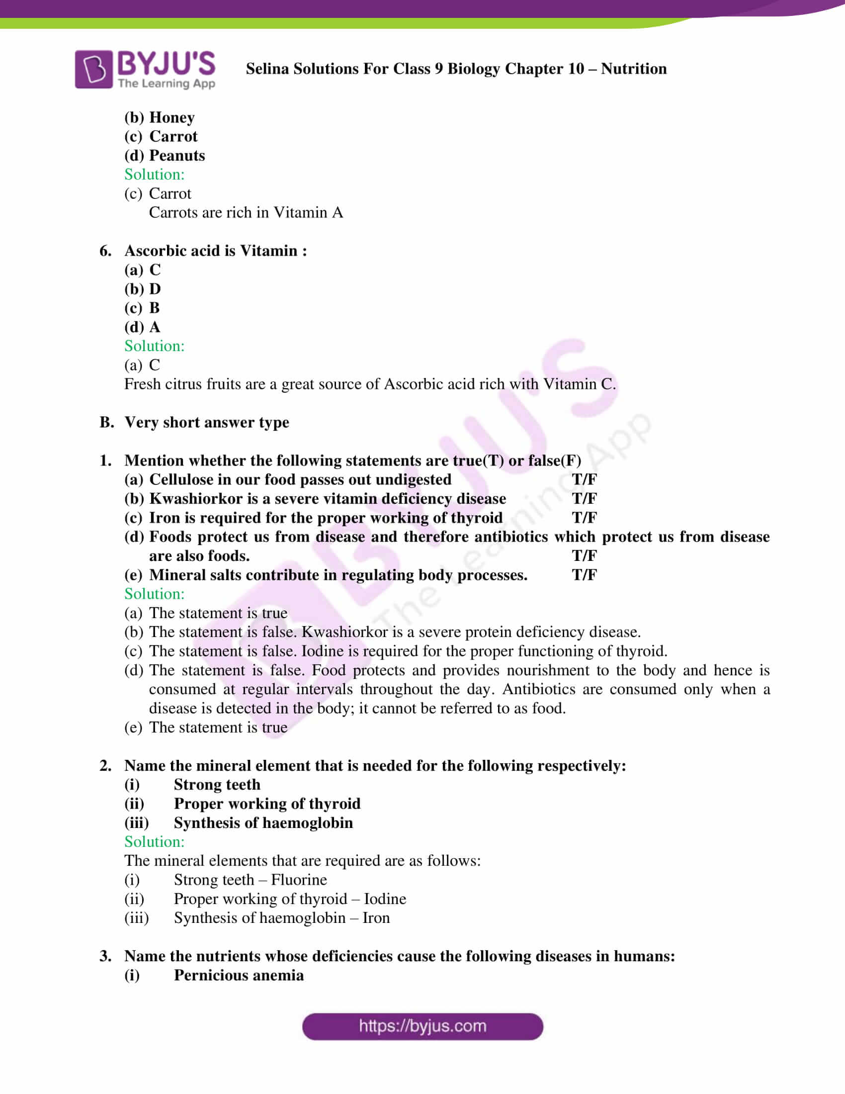 Selina Solutions Class 9 Concise Biology Chapter 10 Nutrition Download Selina Solutions Class 9 Concise Biology Chapter 10 Nutrition Download