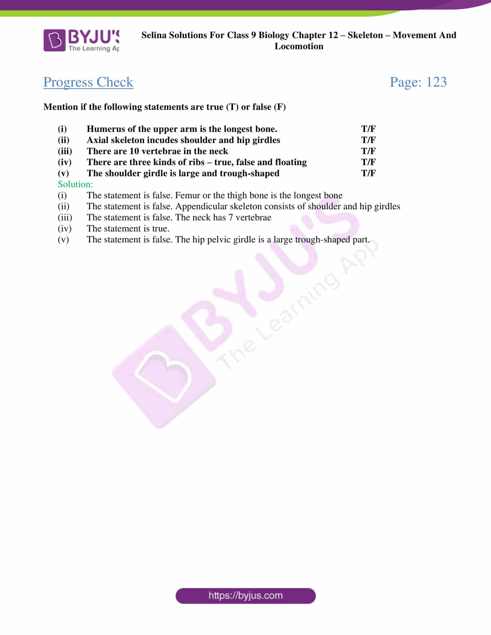 Selina Solutions Class 9 Concise Biology Chapter 12 Skeleton Movement Selina Solutions Class 9 Concise Biology Chapter 12 Skeleton Movement