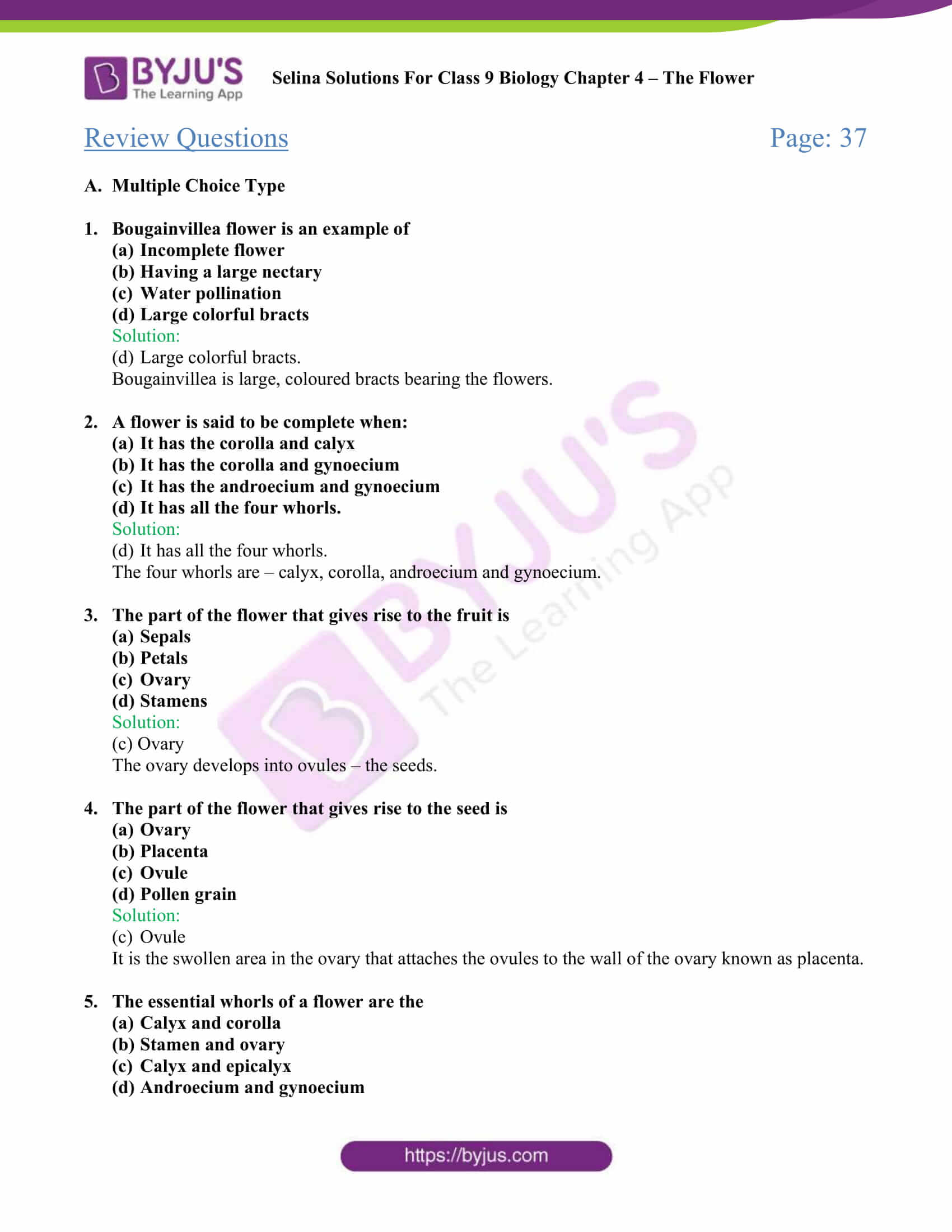 Selina Solutions Class 9 Concise Biology Chapter 4 The Flower Download Selina Solutions Class 9 Concise Biology Chapter 4 The Flower Download