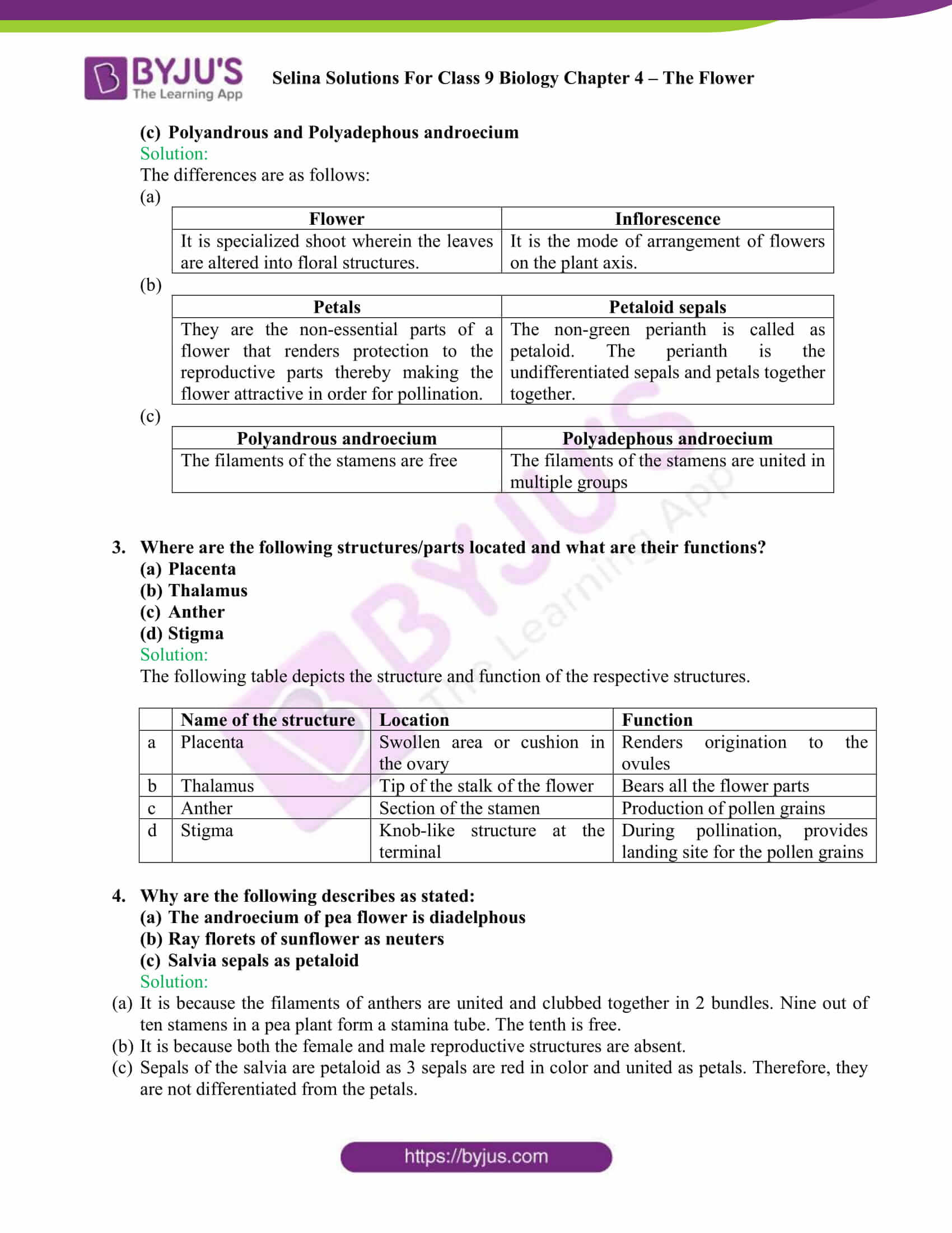Selina Solutions Class 9 Concise Biology Chapter 4 The Flower Download Selina Solutions Class 9 Concise Biology Chapter 4 The Flower Download