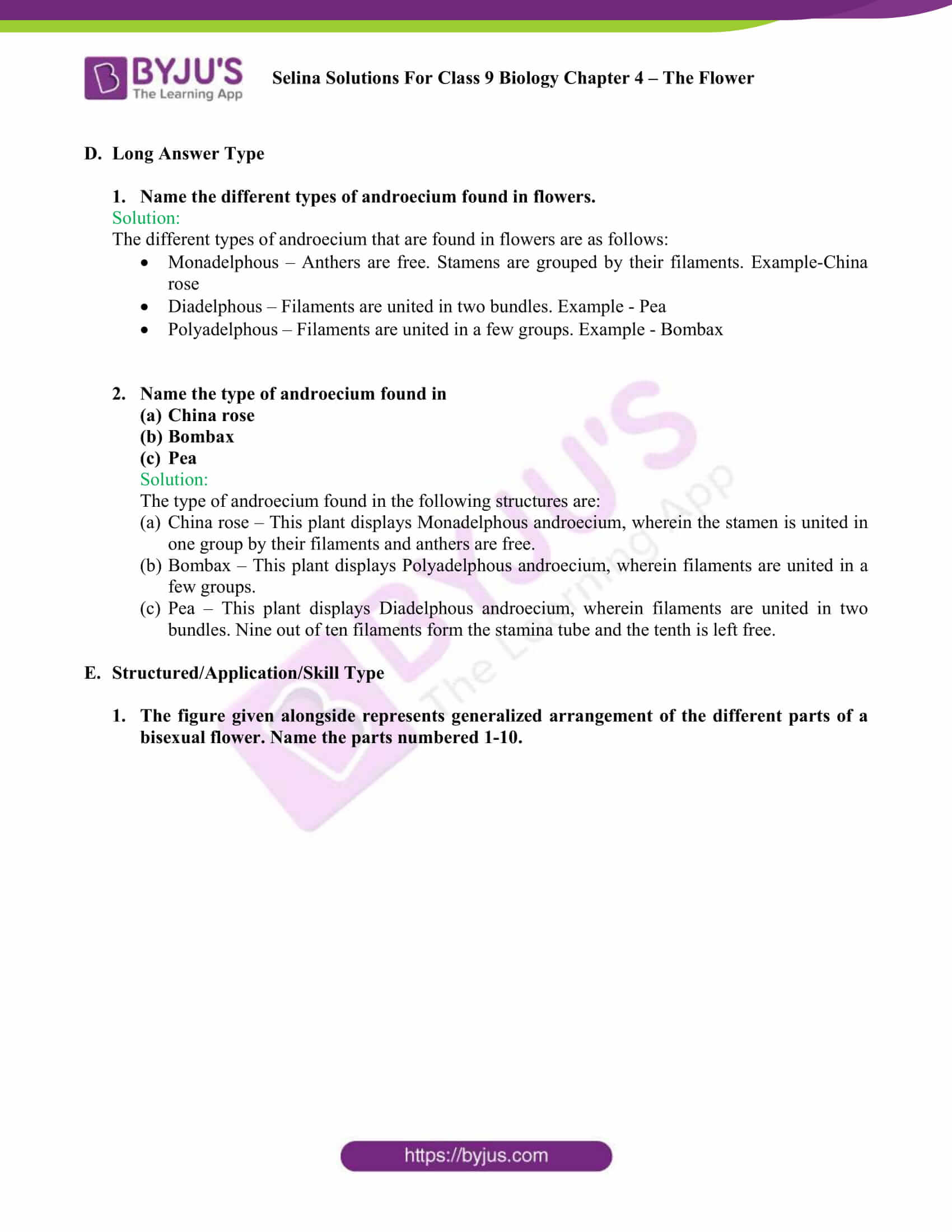 Selina Solutions Class 9 Concise Biology Chapter 4 The Flower -Download Free PDF