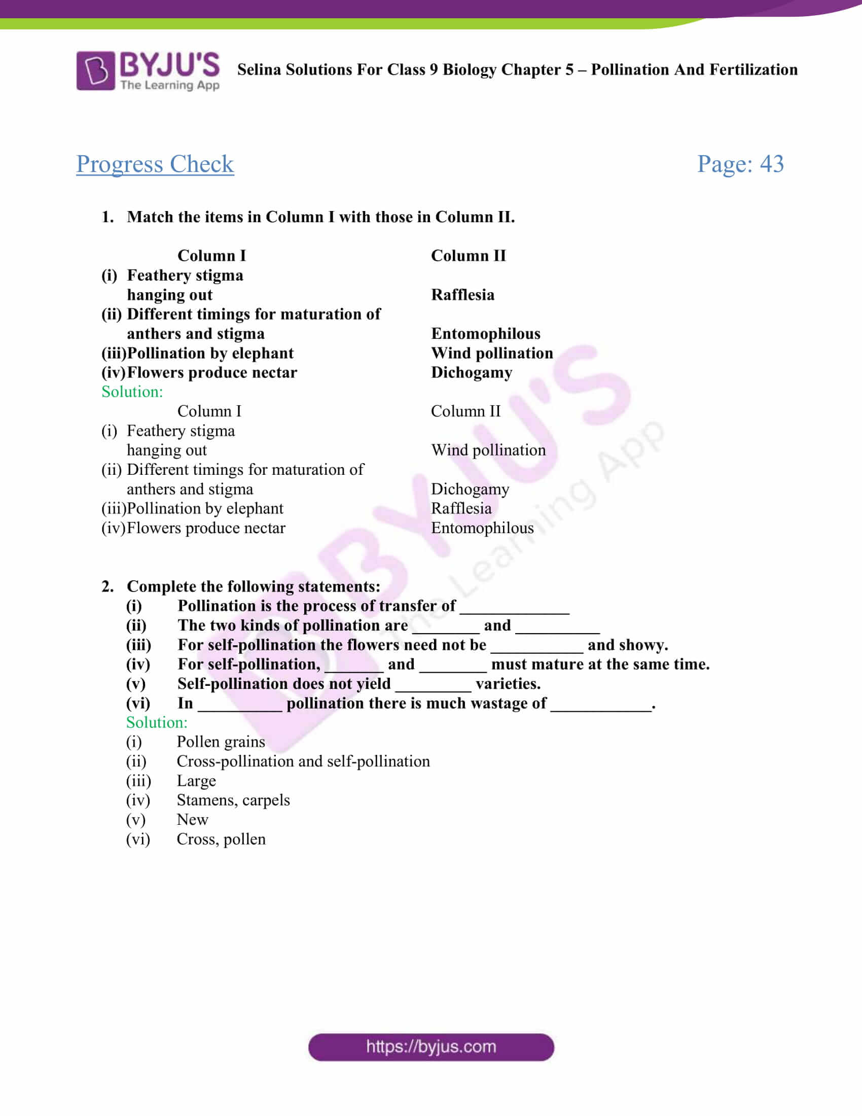 Selina Solutions Class 9 Concise Biology Chapter 5 Pollination And Selina Solutions Class 9 Concise Biology Chapter 5 Pollination And