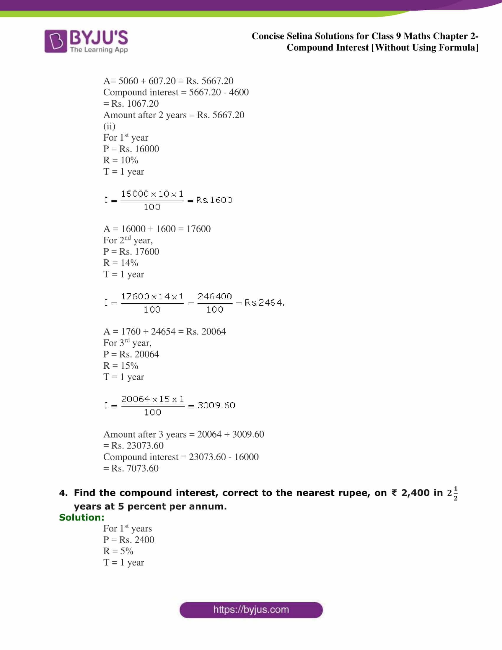 Selina Solutions Class 9 Concise Maths Chapter 2 Compound interest ...