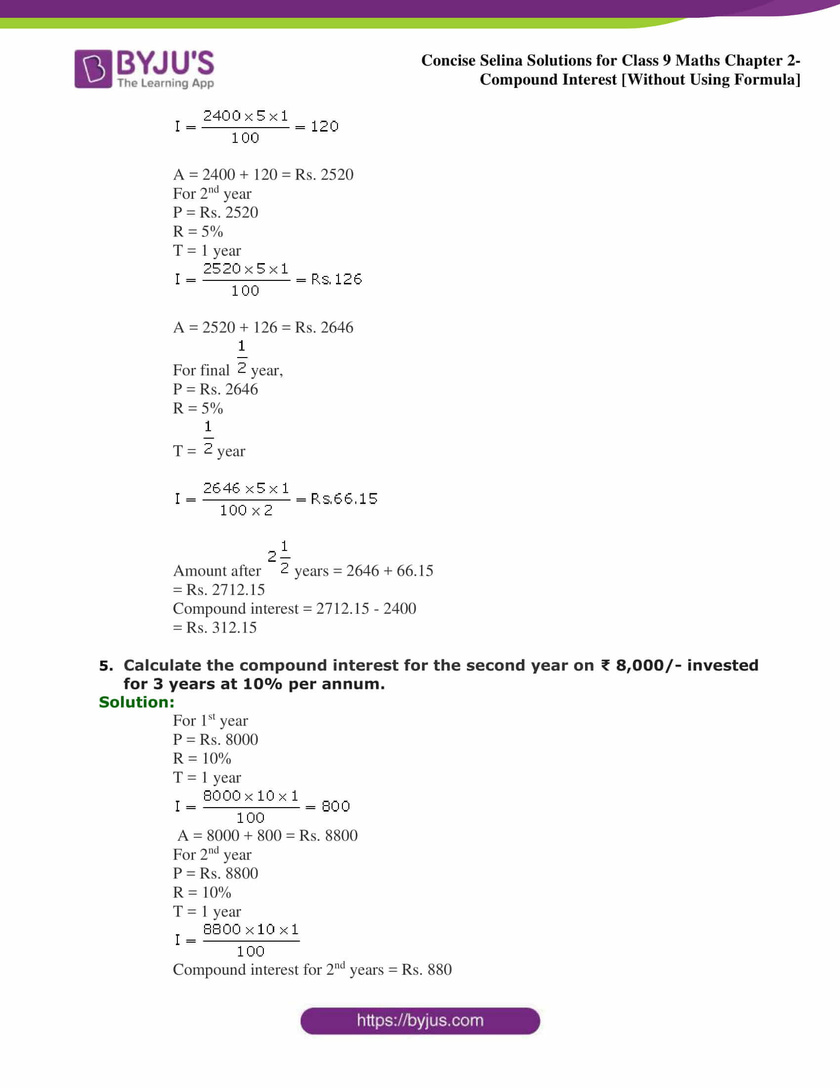 Selina Solutions Class 9 Concise Maths Chapter 2 Compound interest ...