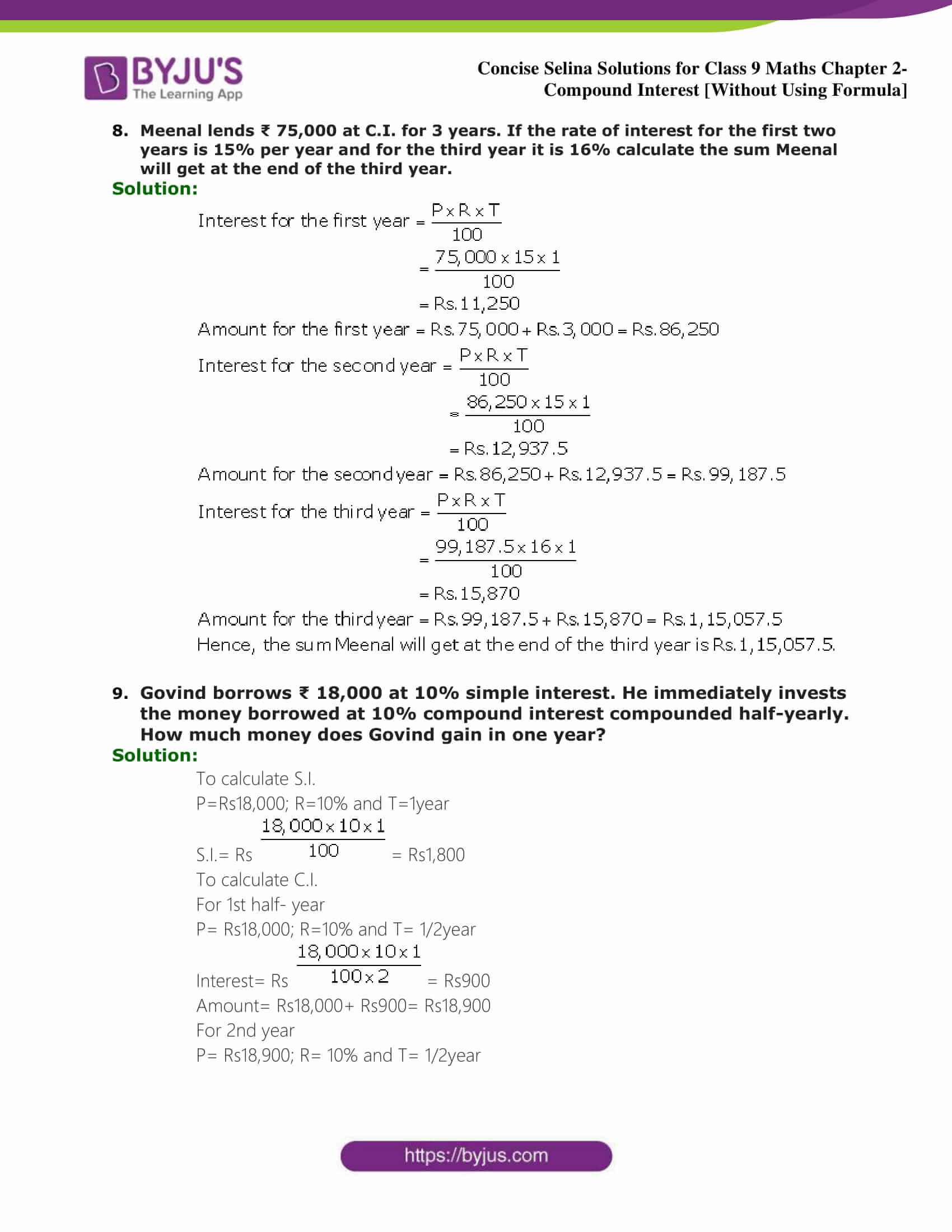 Selina Solutions Class 9 Concise Maths Chapter 2 Compound interest ...