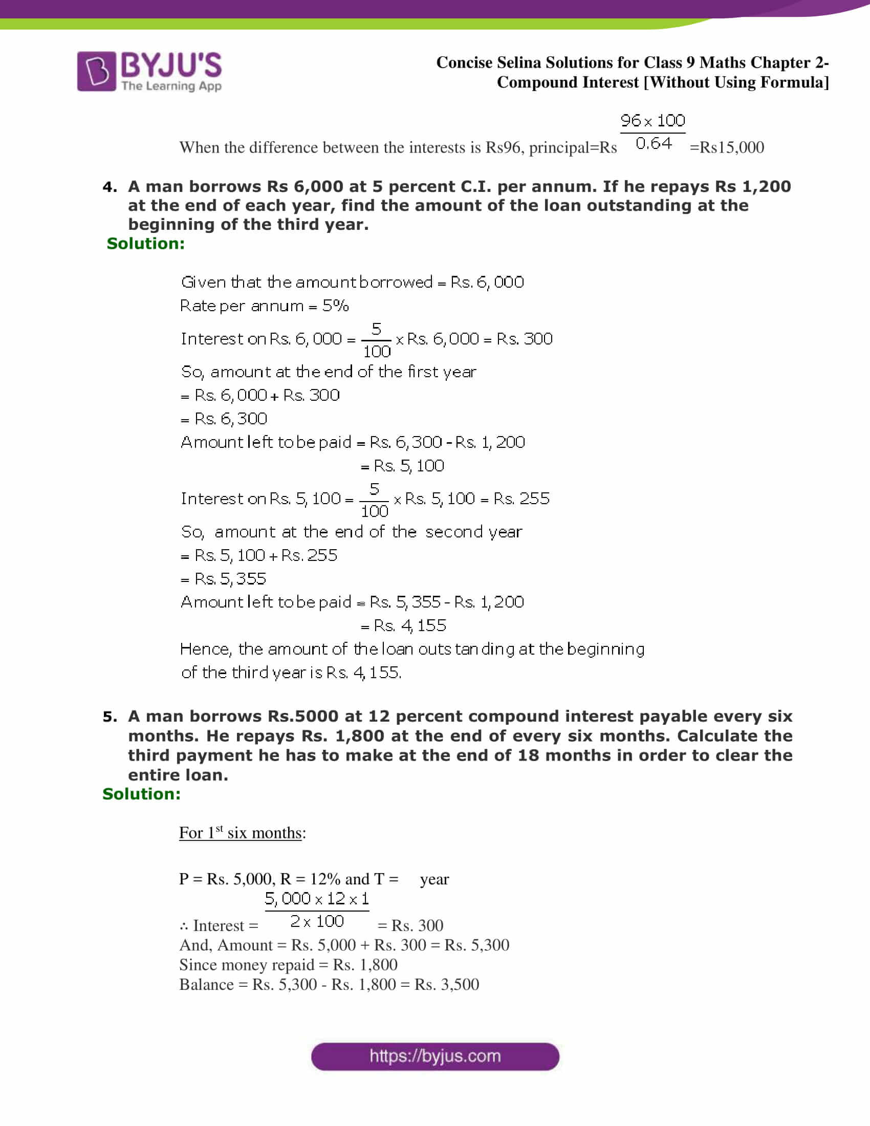 Selina Solutions Class 9 Concise Maths Chapter 2 Compound interest ...
